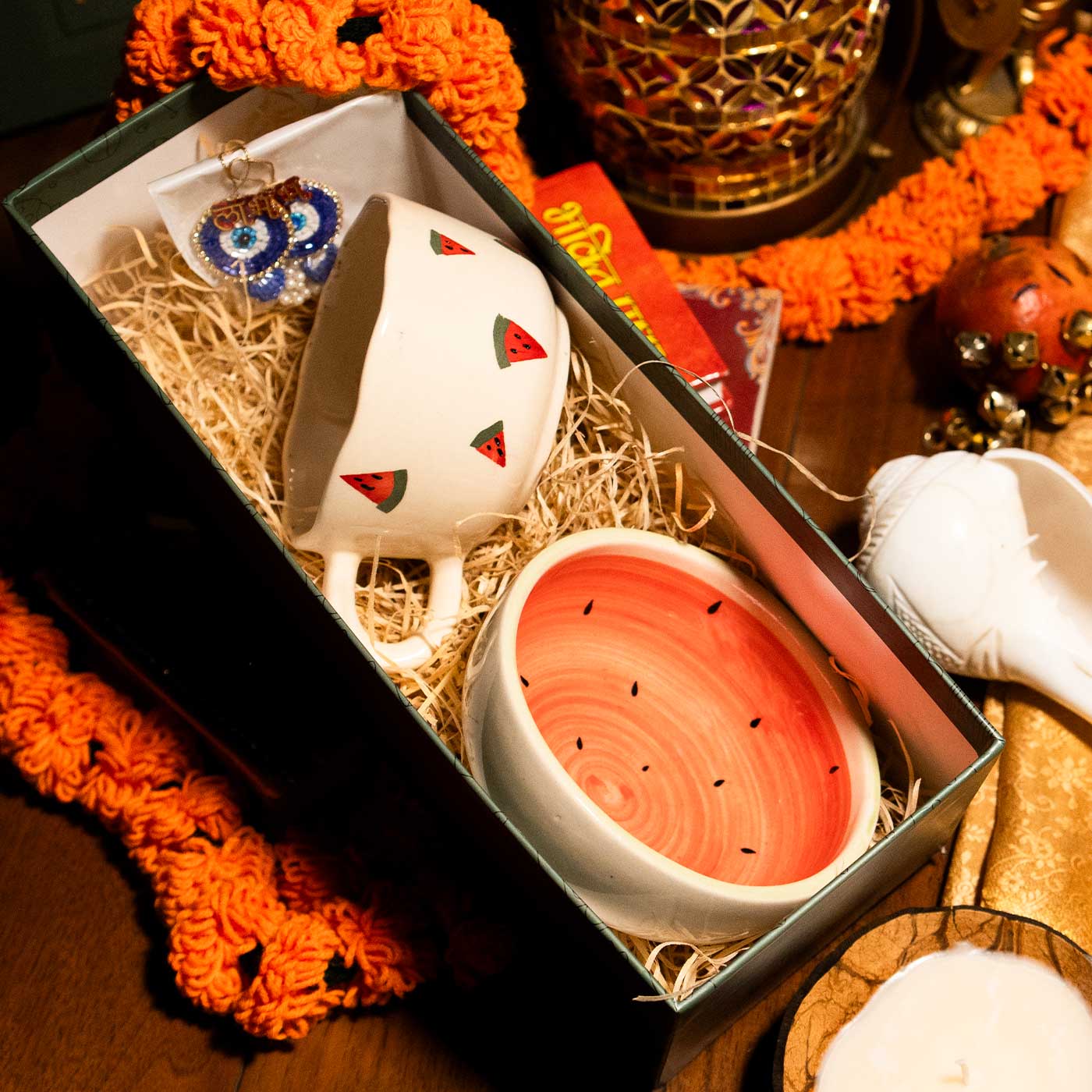 Buy Premium Melon Theme Ceramic Gift Hamper | Set Of 3 Online On Zwende