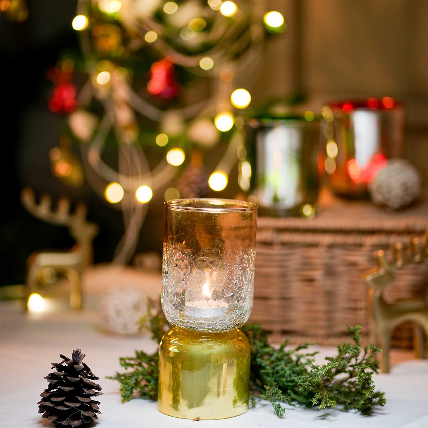Buy Dual Tone Glass Tealight Holders For Christmas Decoration Online On ...