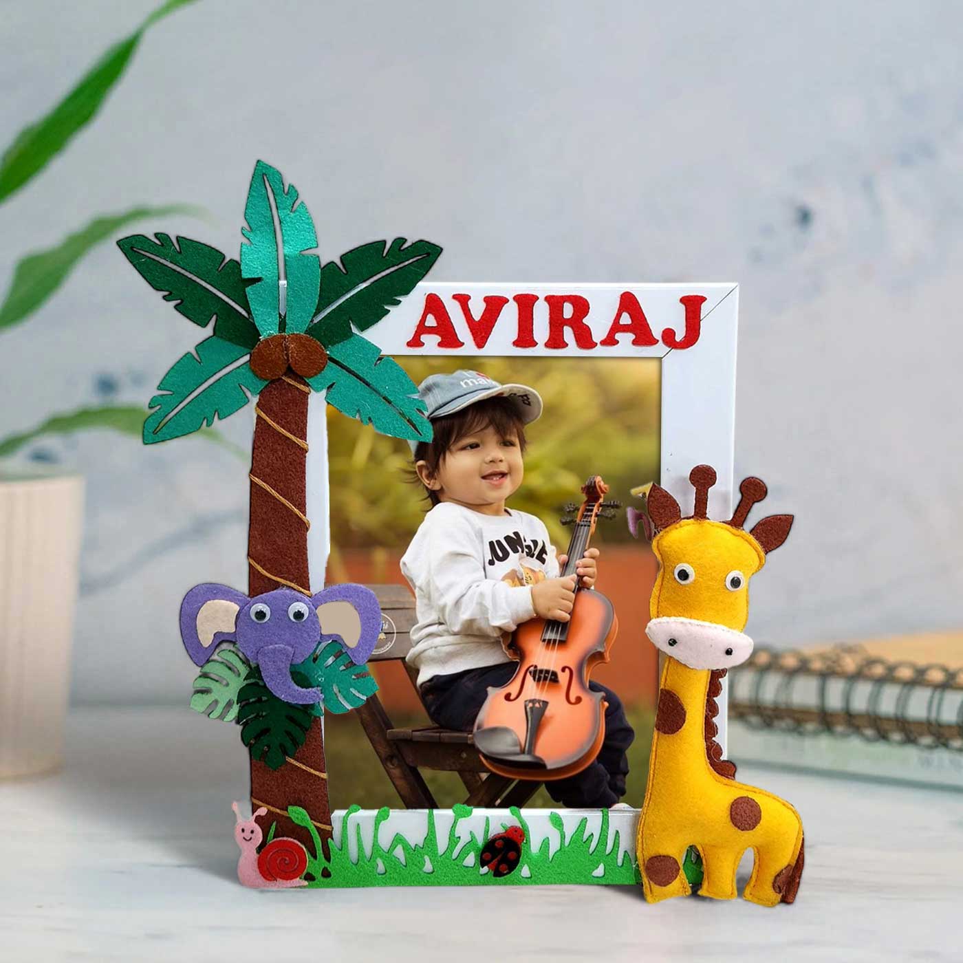 Buy Personalized Jungle Animal Theme Felt Photo Frame Online On Zwende