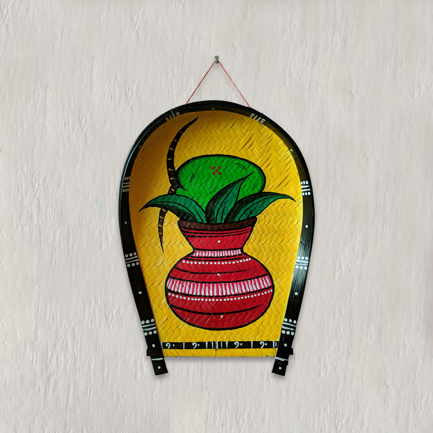 Buy Handpainted Mongol Ghot Kulo | Yellow Auspicious Bamboo Wall Decor ...