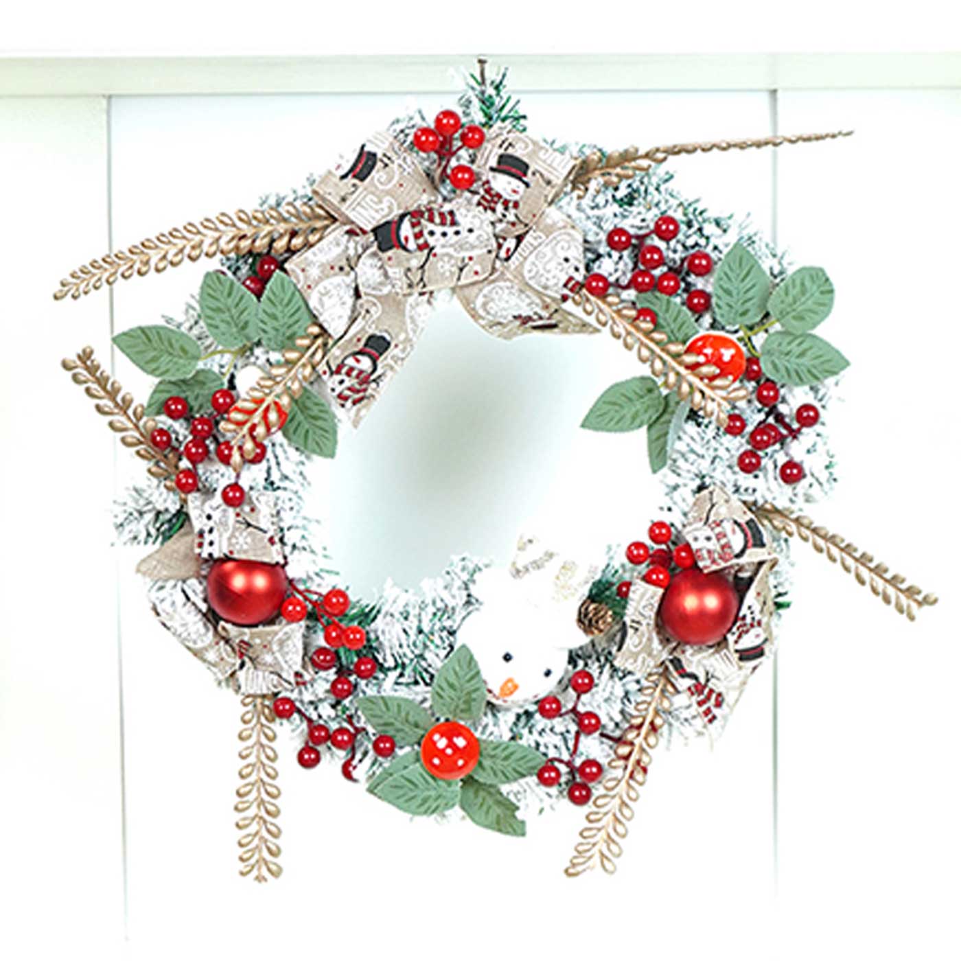 Buy Snowman Berries & Jute Accents Wreath For Christmas Wall Decoration ...