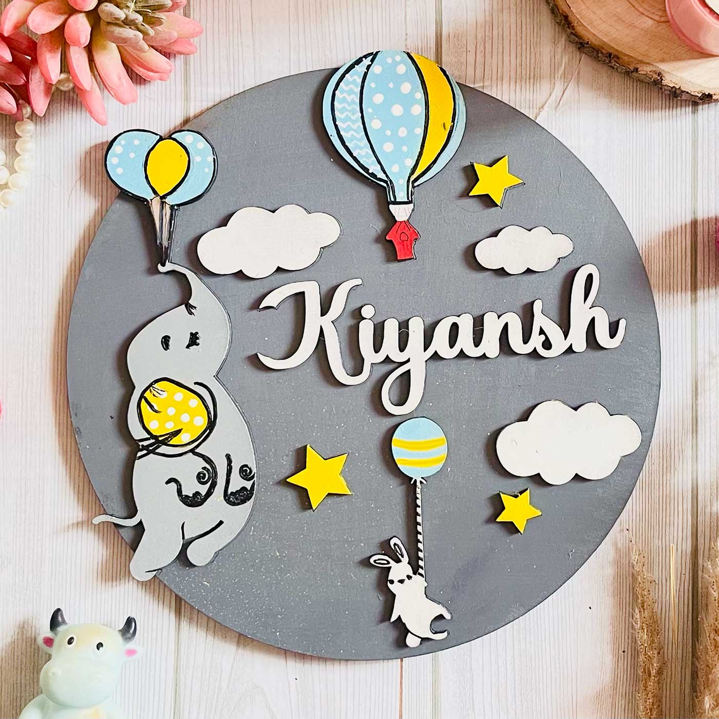 Buy Personalized Hand-Painted Flying Dumbo Mdf Wood Kids Name Plate ...