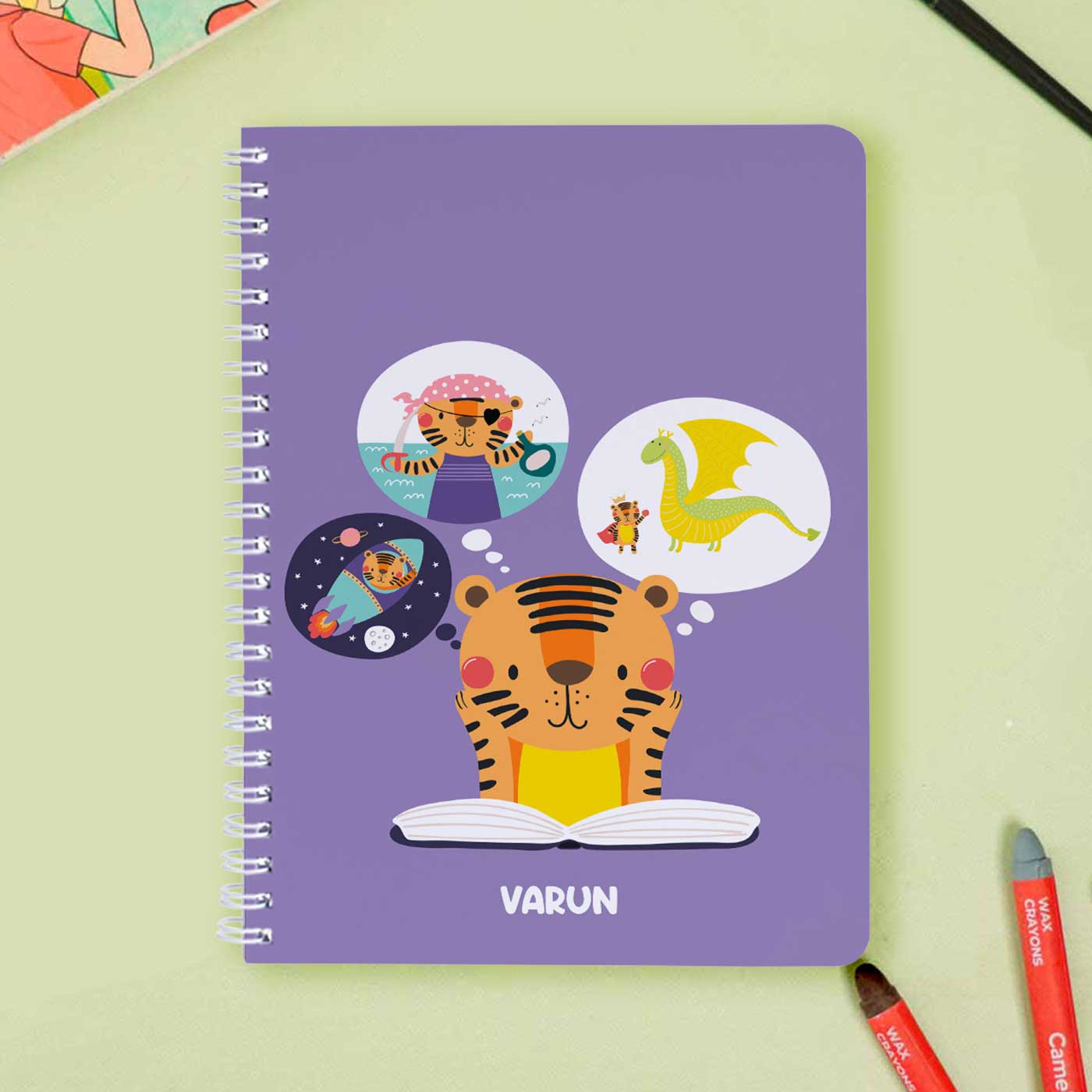 Buy Personalized Animal Library Theme Spiral Bound Notebook | 60 Pages ...