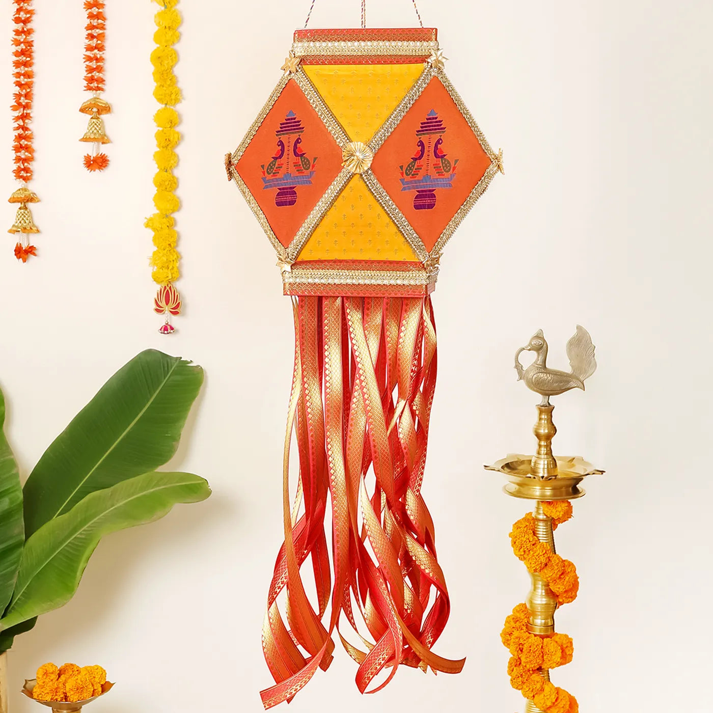 Buy Paithani Handmade Decorative Morpankh Akash Kandil/Lantern Online ...