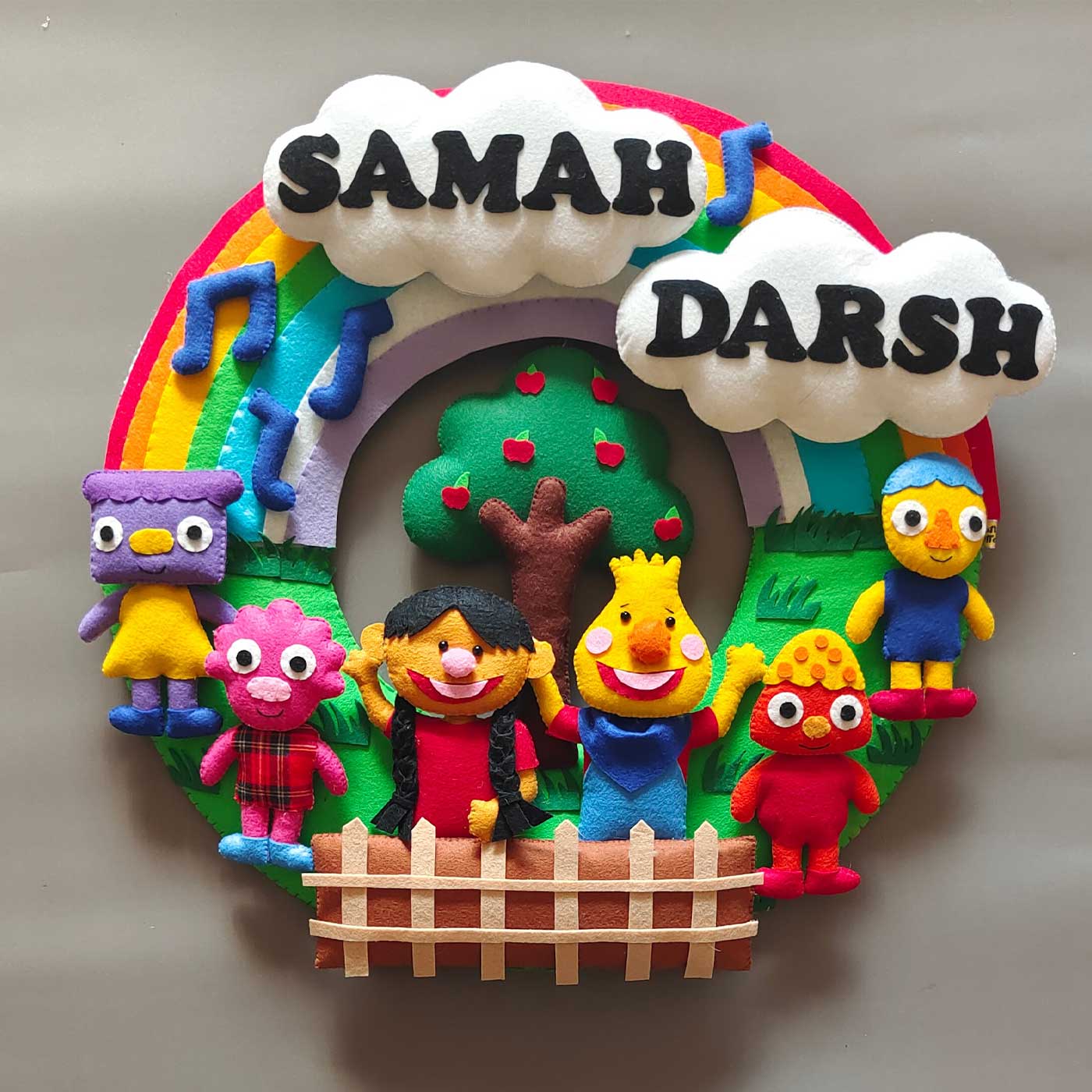Buy Personalized Super Simple Theme Felt Kids Name Plate For Siblings ...