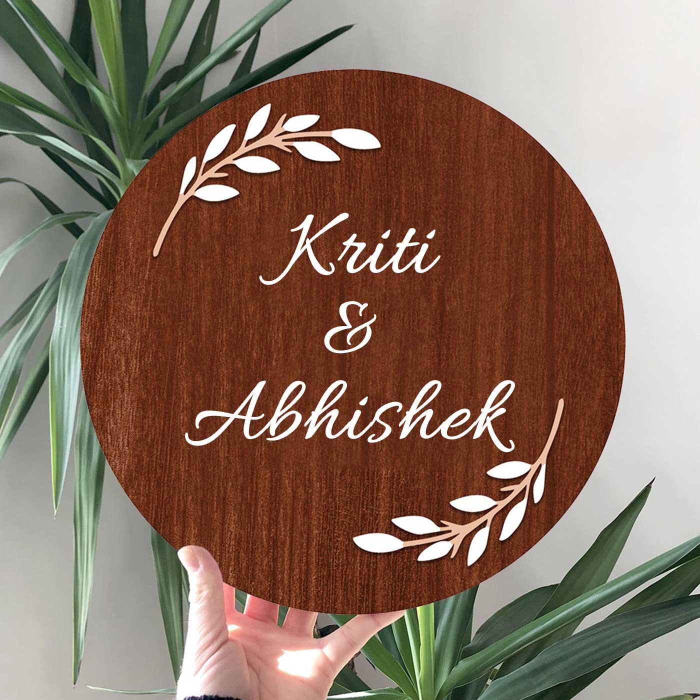 Buy Minimalist 3D Printed Wooden Nameplate For Couples Online On Zwende