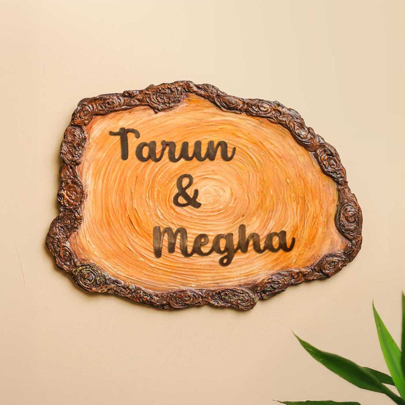 Buy Personalized Natural Bark Theme Mdf Wood Name Plate Online On Zwende