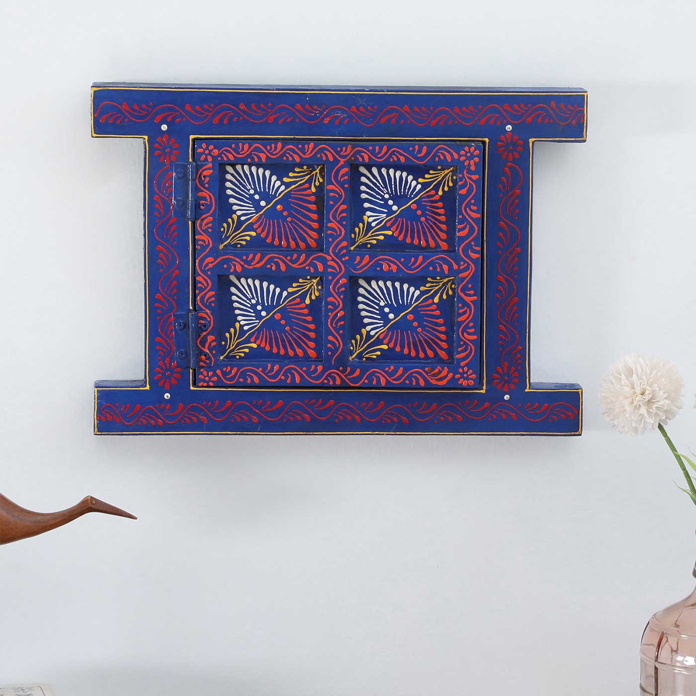 Buy Handmade Decorative Blue Wooden Window Wall Decor Online On Zwende