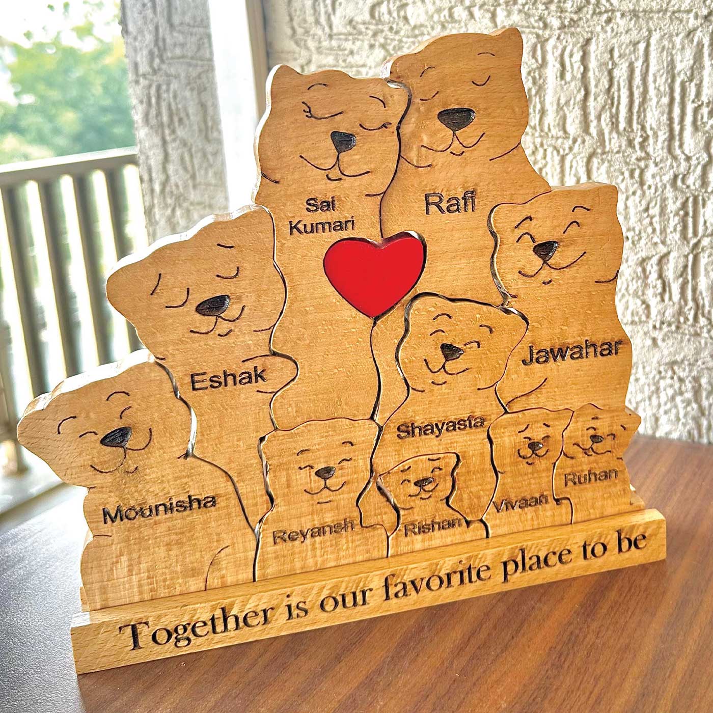 Buy Personalized Bear Family Of 10 Wooden Figurine Online On Zwende