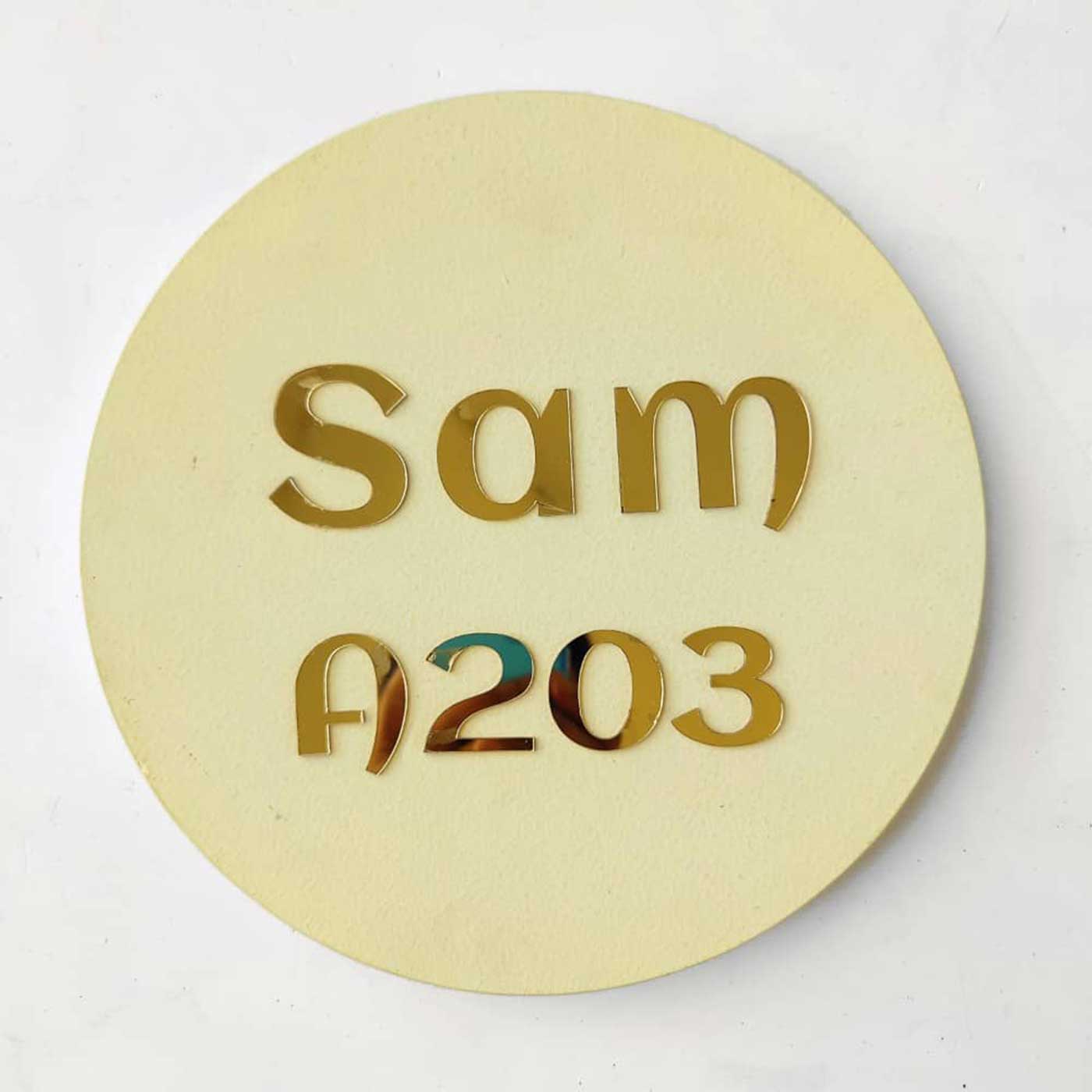 Buy Personalized Minimal Ivory MDF Wood Name Plate Online On Zwende
