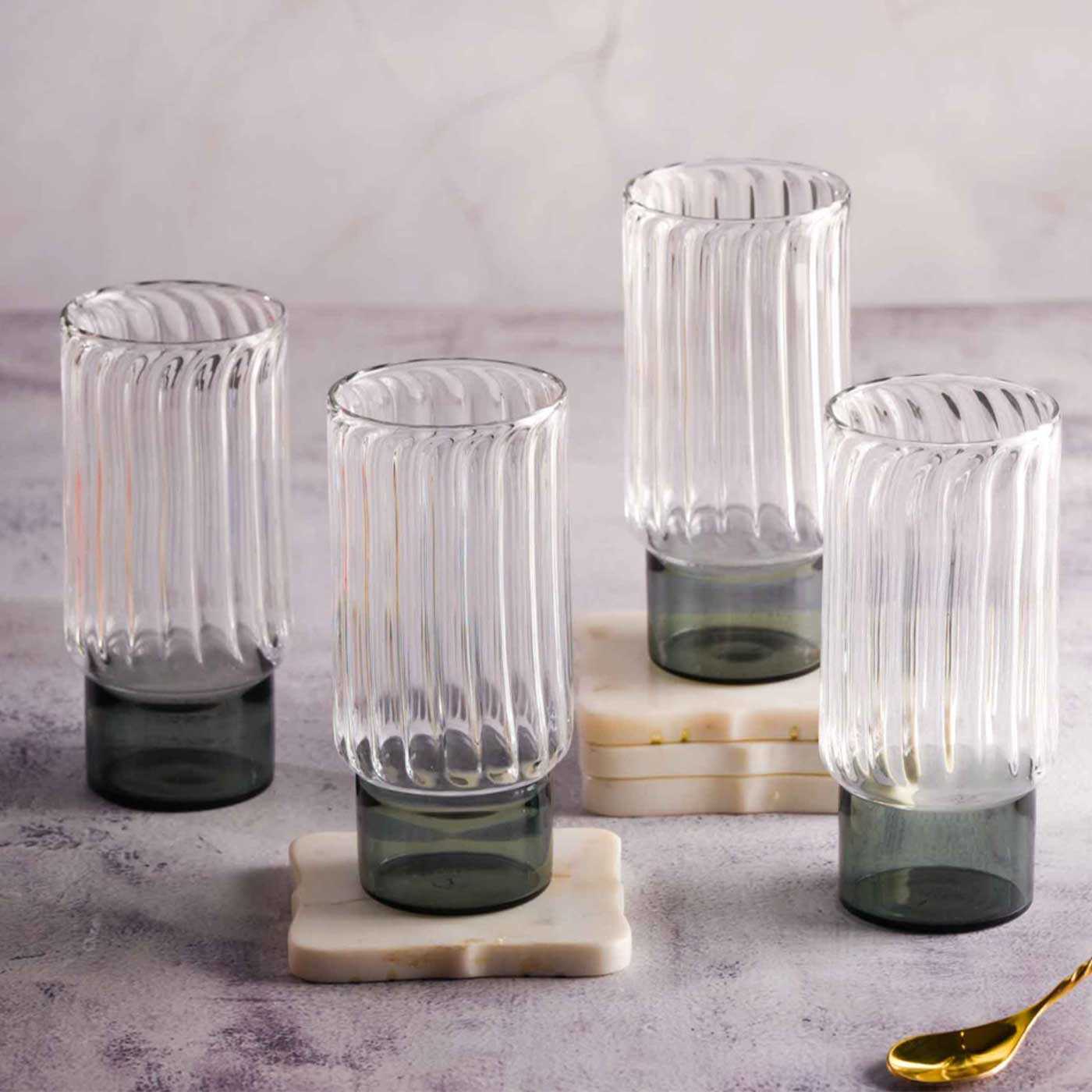 Buy Handmade Grey Borosil Glass Highball With Gift Box | Set Of 4 ...