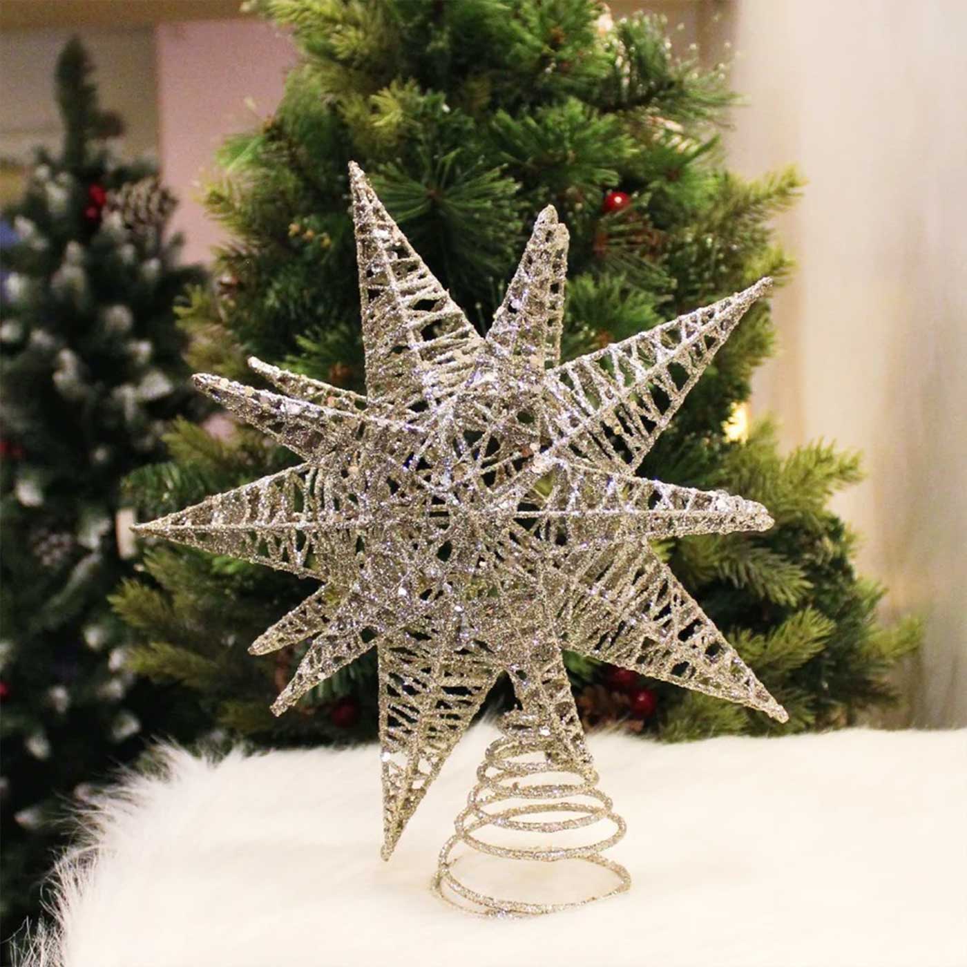 Buy Asterisk Silver Metal Christmas Tree Star Topper For Christmas Tree ...
