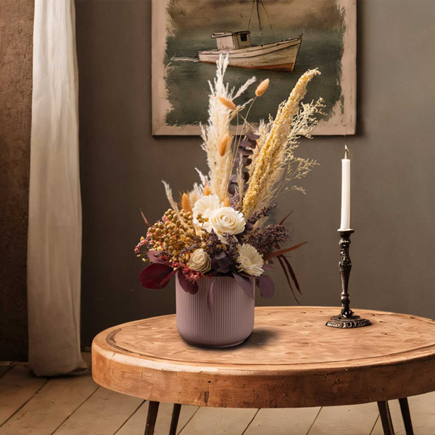 Buy Handmade Rustic Delight Shola Flower Centerpiece Online On Zwende