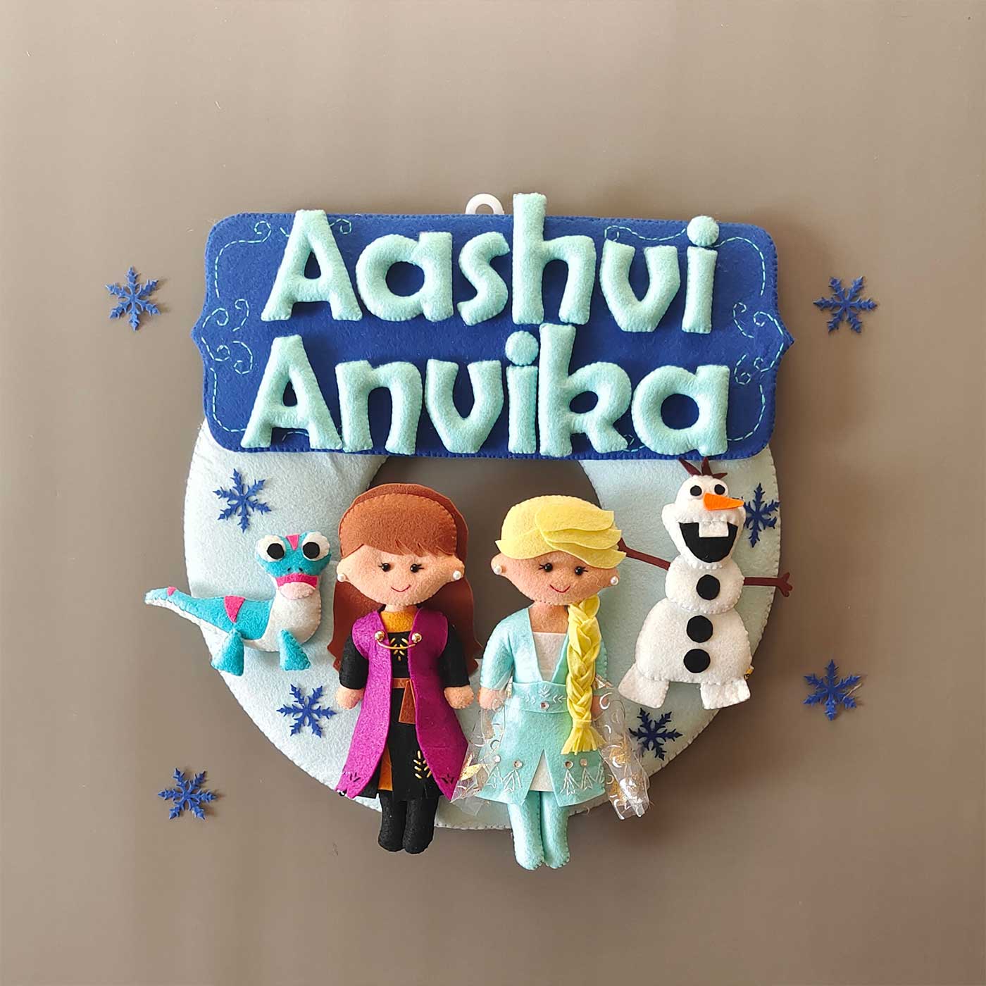 Buy Personalized Frozen Theme Felt Kids Name Plate For Siblings Online ...