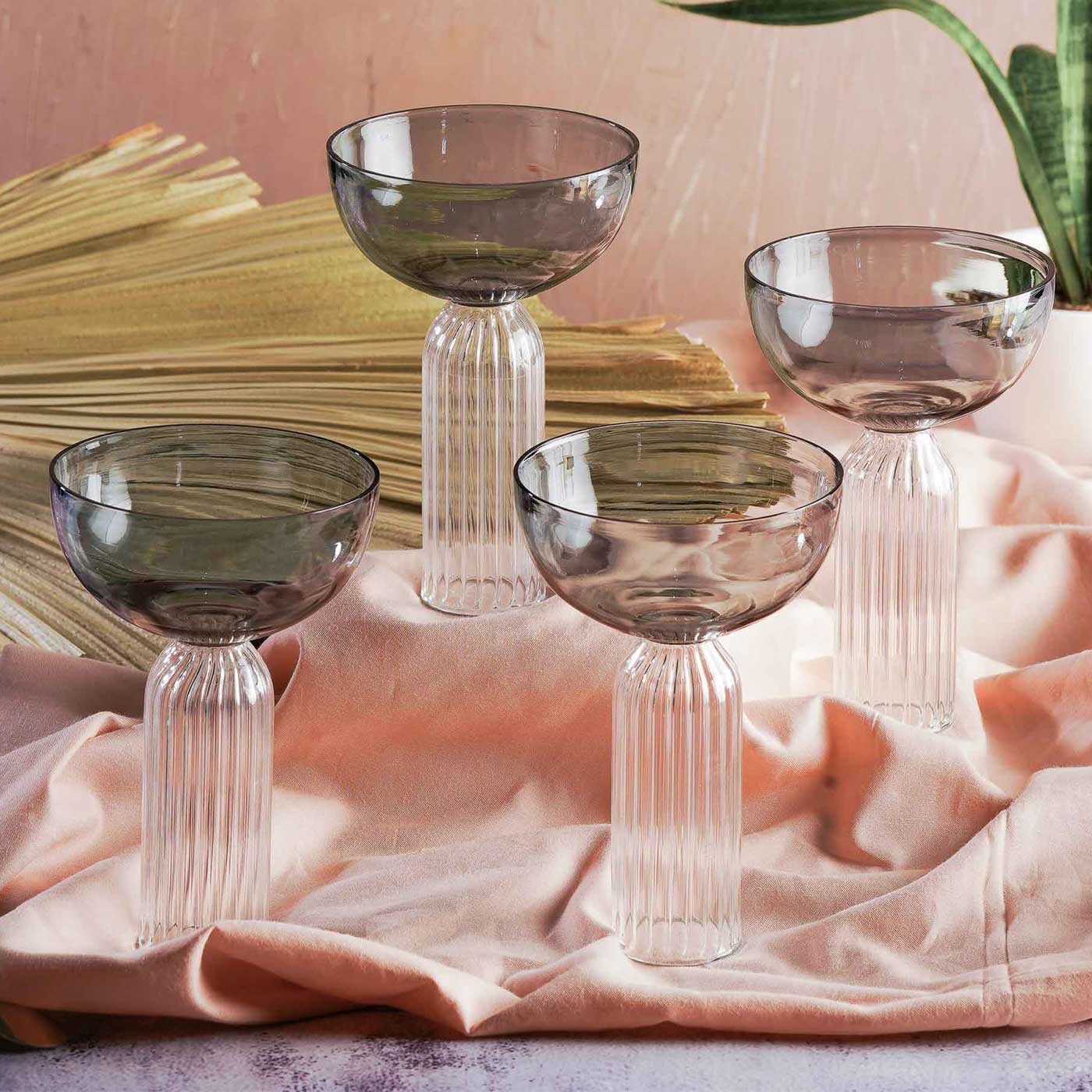 Buy Handmade Grey Borosil Glass With Gift Box | Set Of 4 Online On Zwende