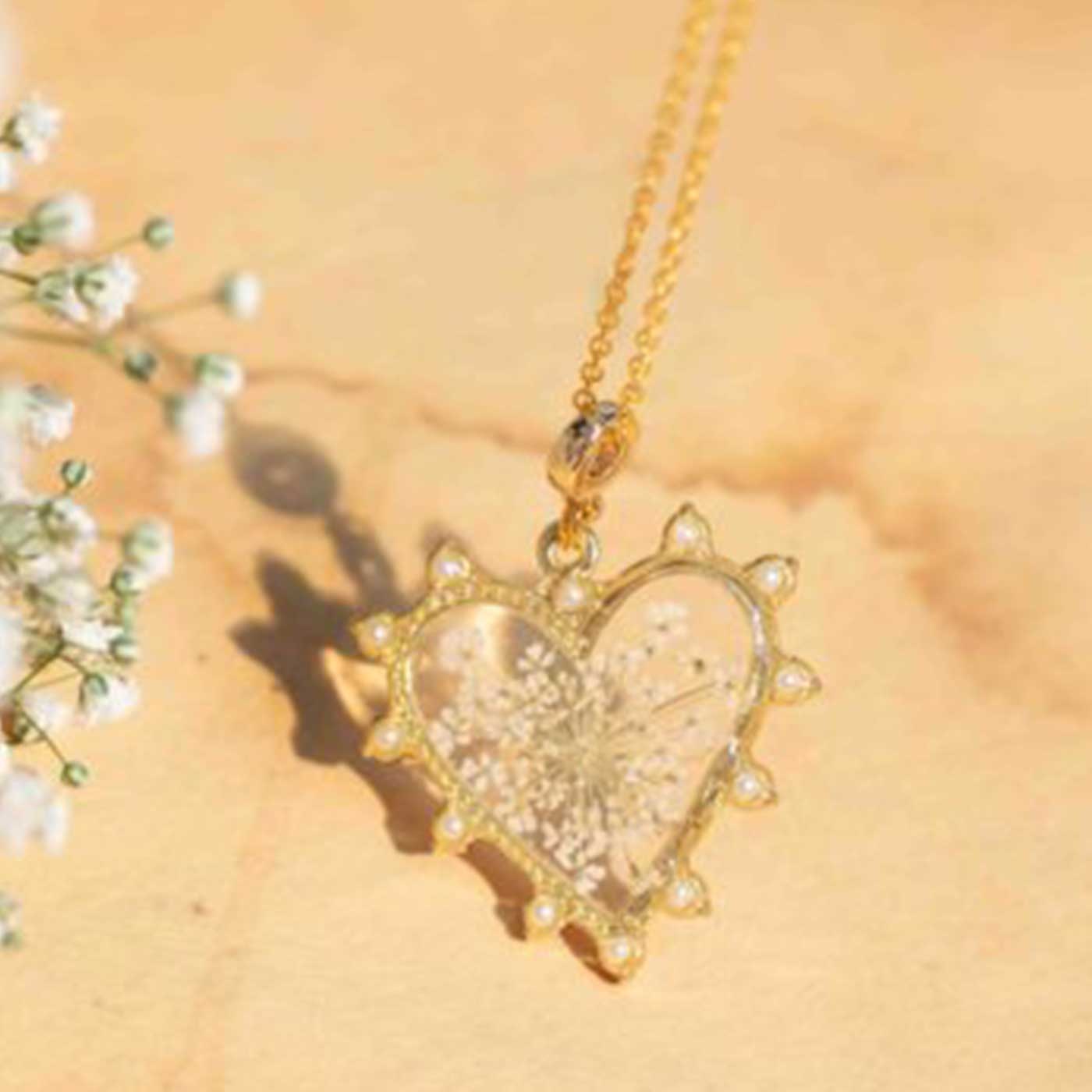 Buy Handmade Preserved Flower Heart Shaped Frilly And Flirty Love Brass ...