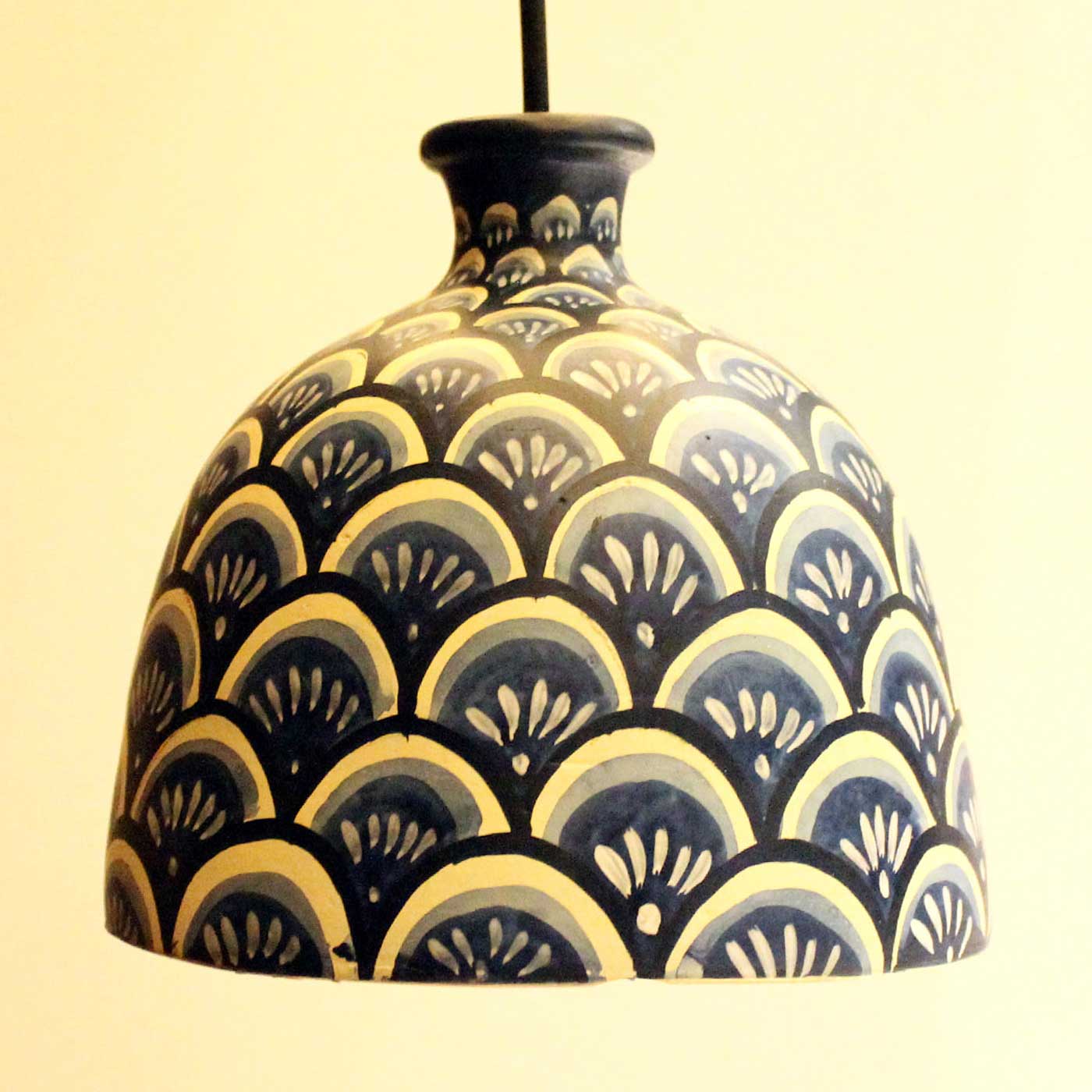Buy Handmade Blue Bird Design Terracotta Hanging Lamp Online On Zwende