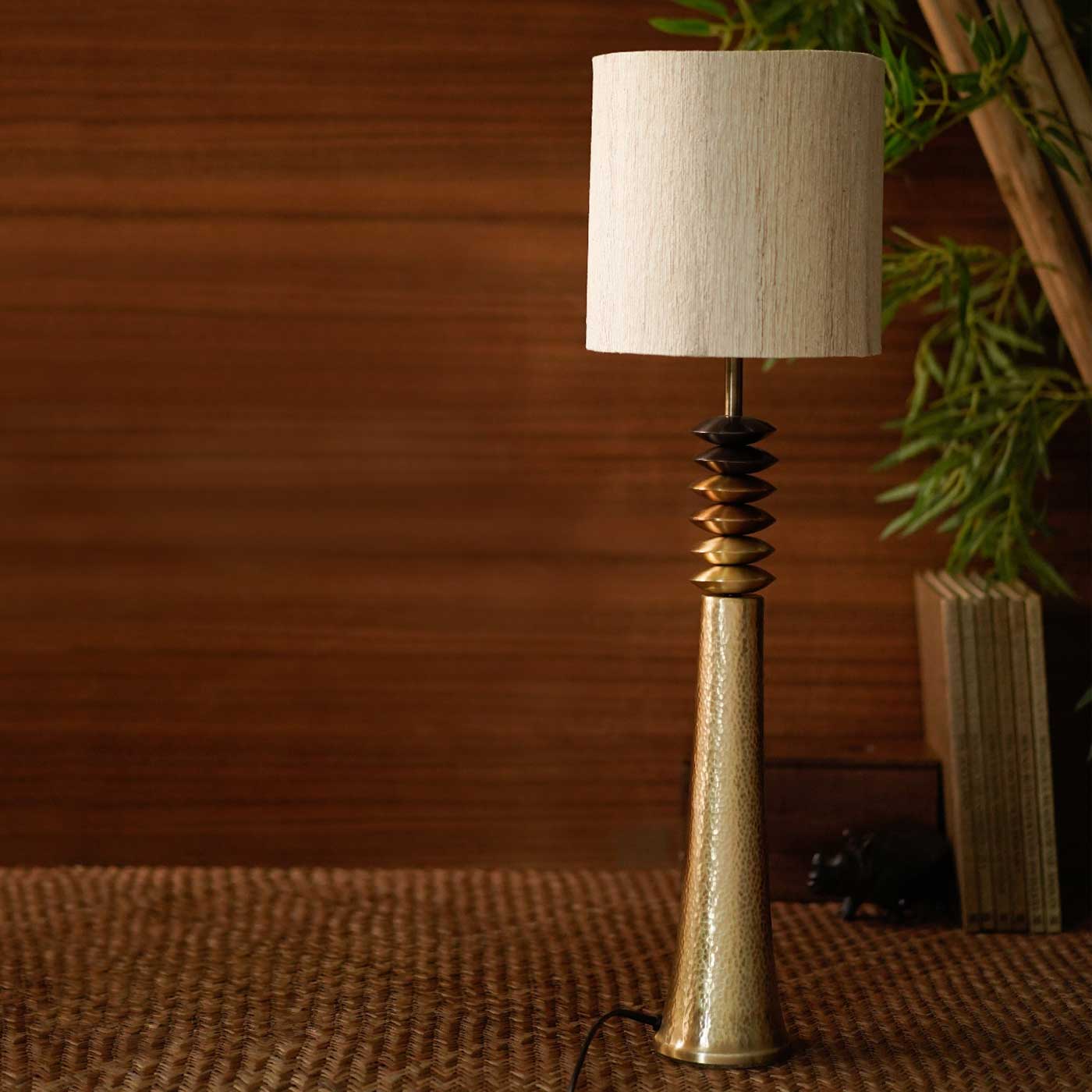 Buy Handmade Nabiba Metal Table Lamp With Natural Silk Shade Online On ...