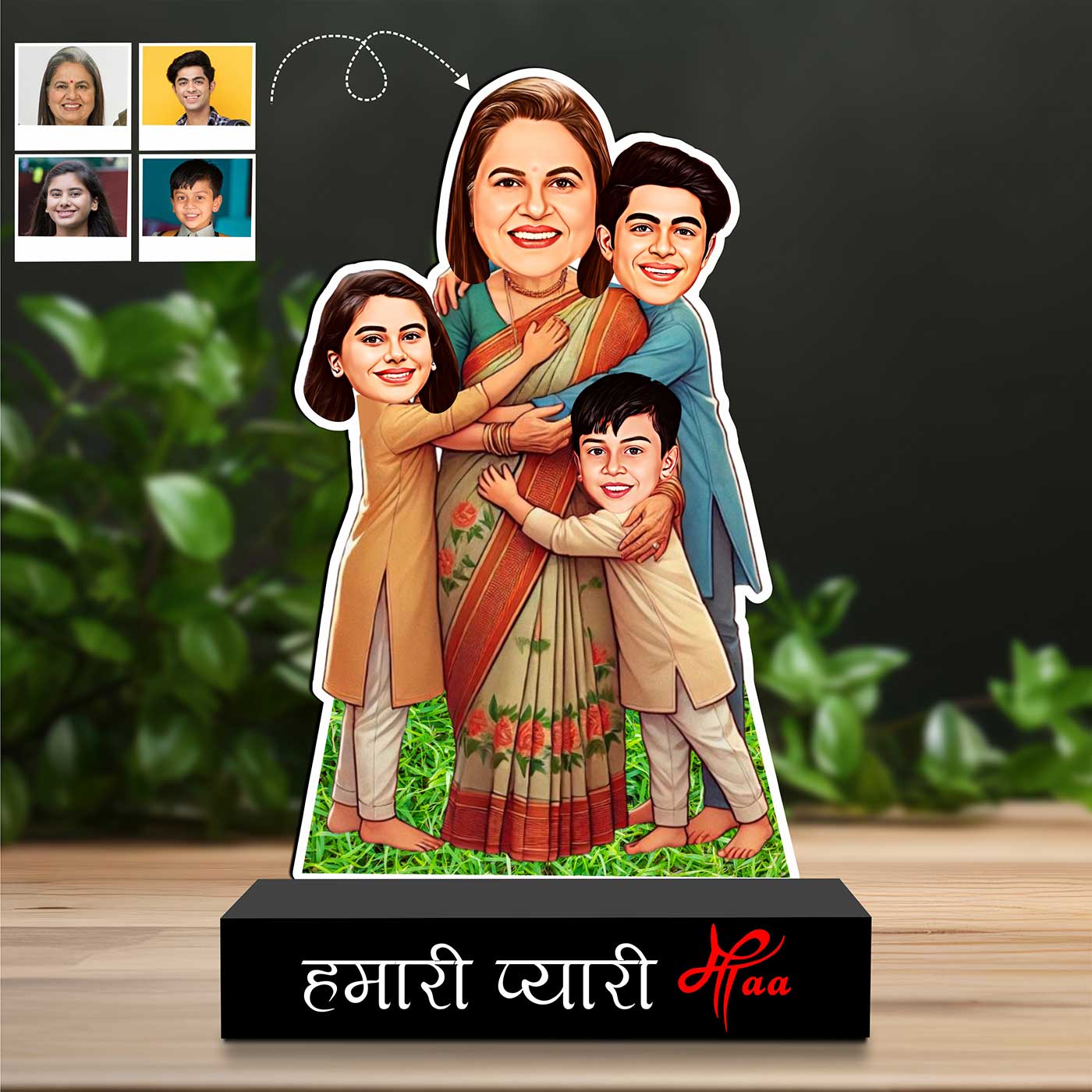 Buy Photo Personalized "Hamari Pyaari Maa" MDF Wood Caricature Cutout ...