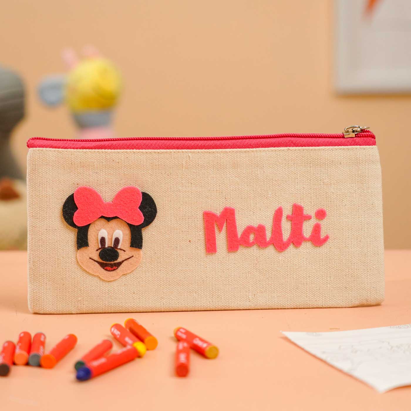 Buy Personalized Mini Mouse Theme Stationary Pouch Online On Zwende
