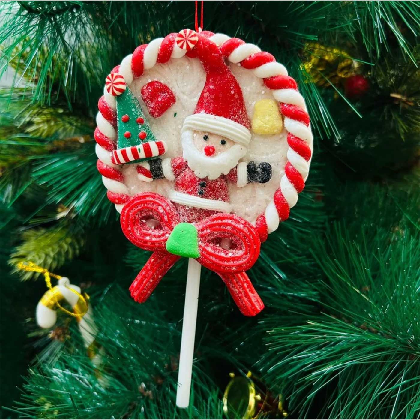 Buy Handmade Santa Lolly Clay Ornaments For Christmas Tree Decoration ...
