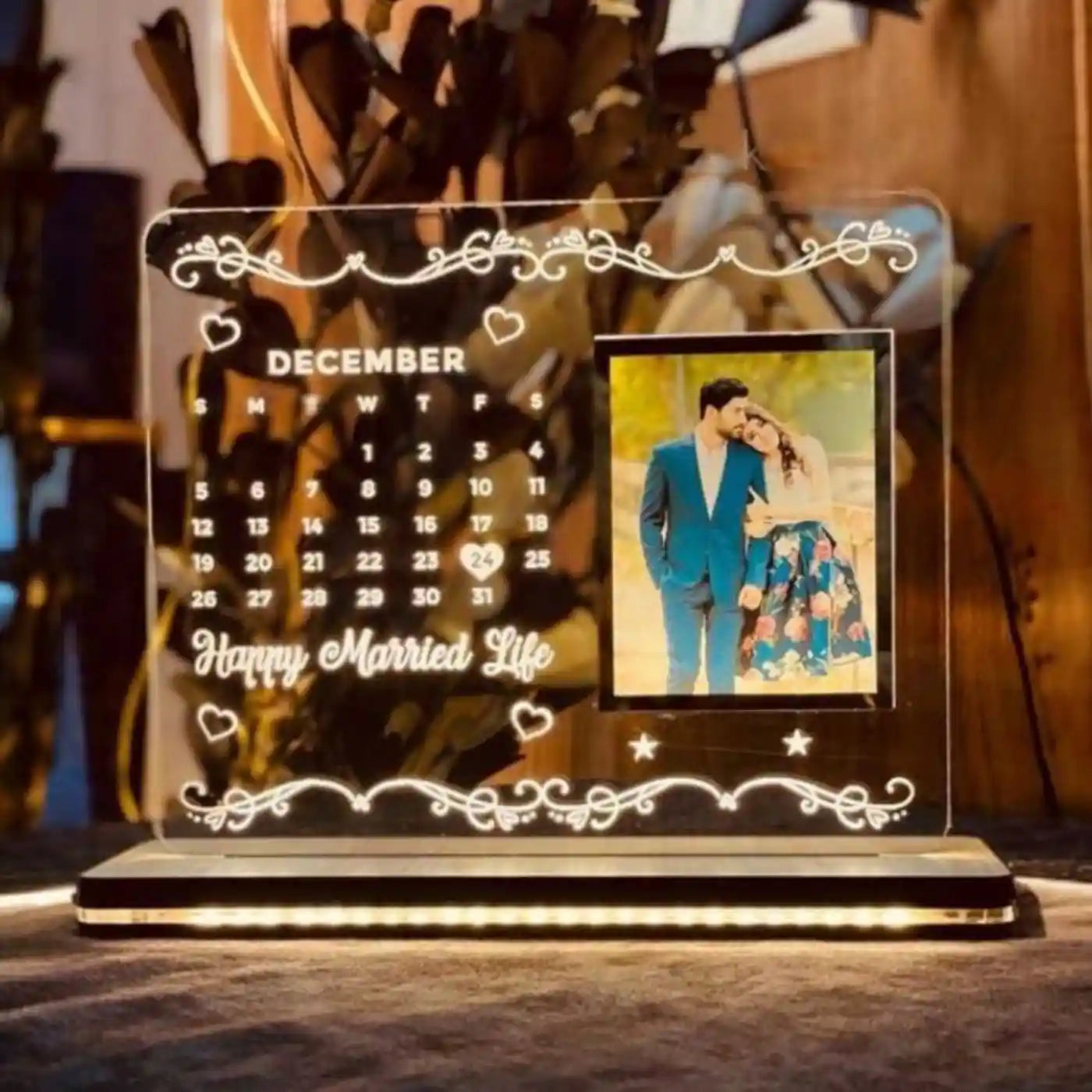 Buy Photo Personalized Printed Calendar Theme Acrylic Table Lamp Online ...