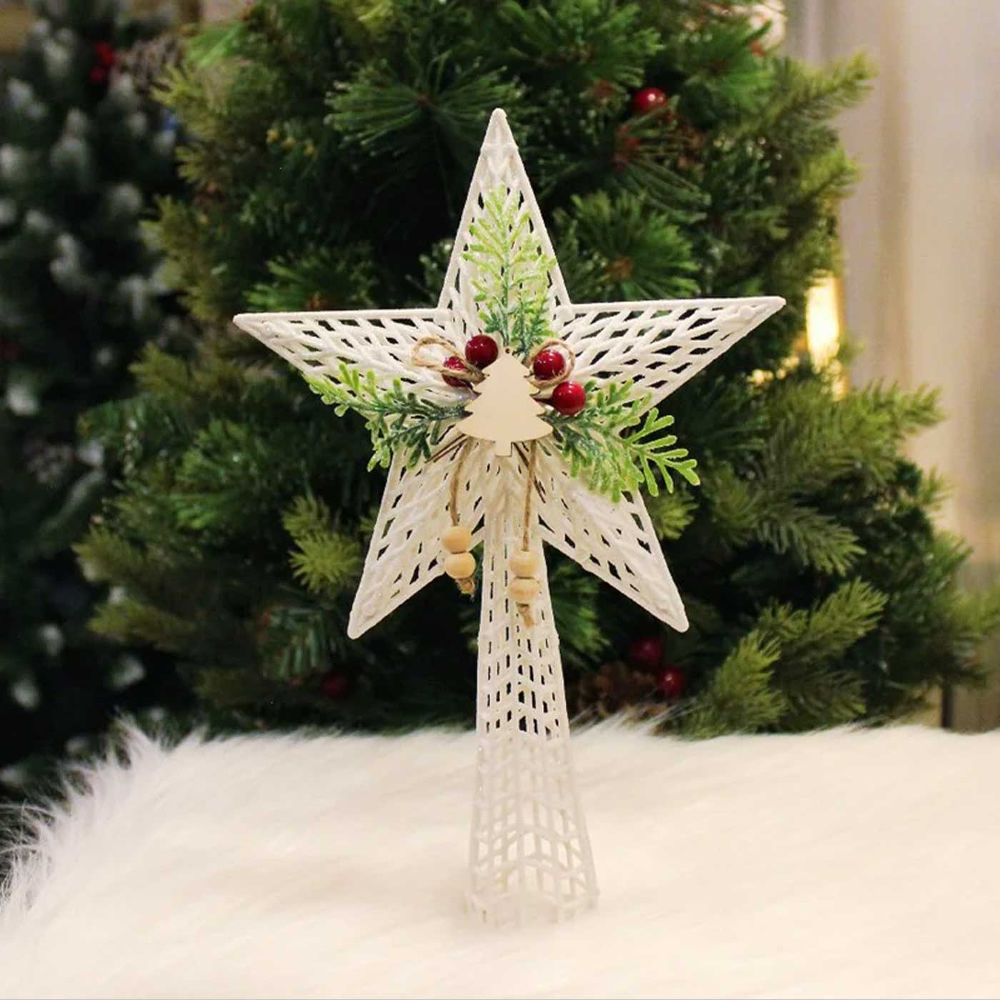 Buy Holly & Pine White Metal Christmas Tree Star Topper For Christmas ...