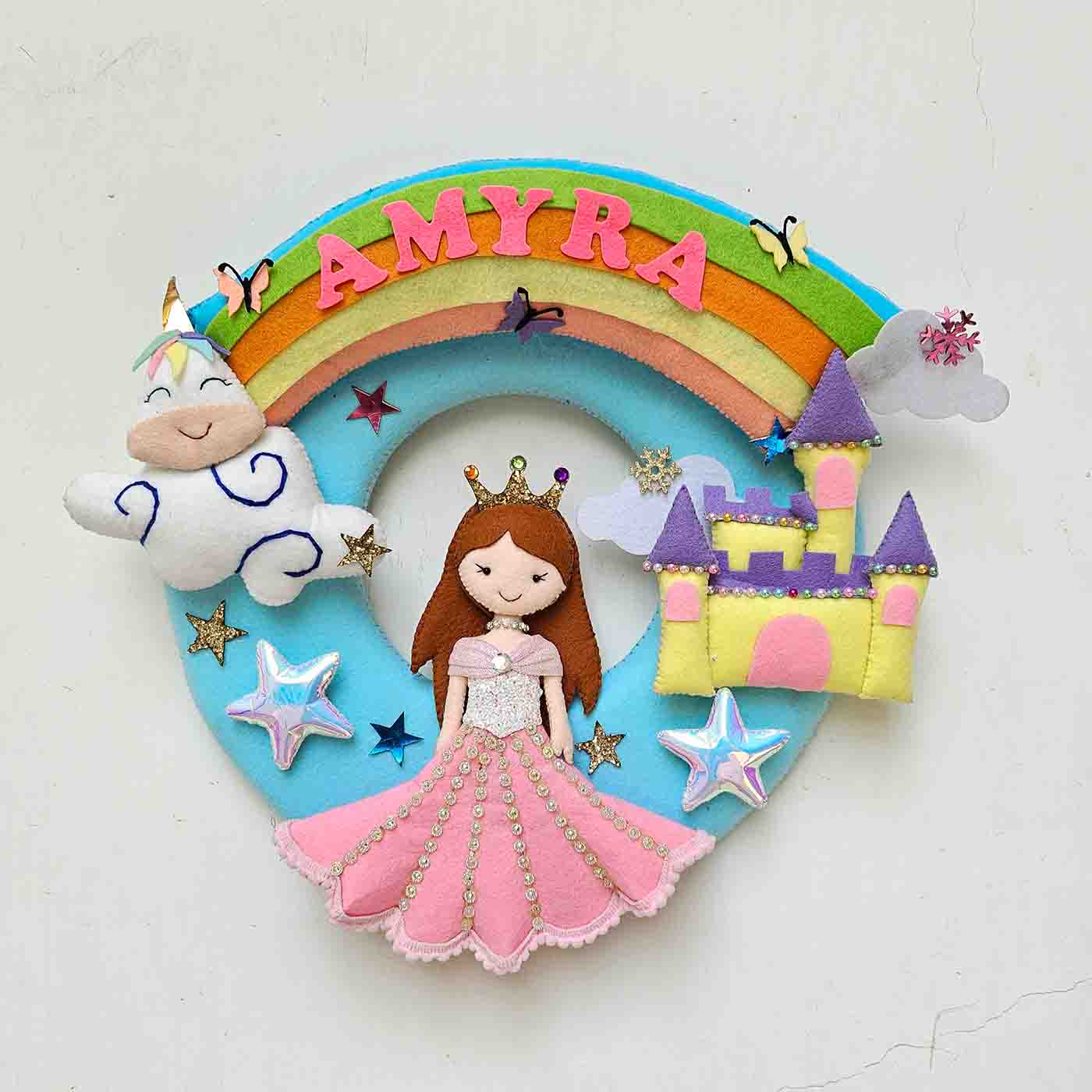 Buy Handcrafted Personalized Unicorn & Princess Felt Nameplate For ...