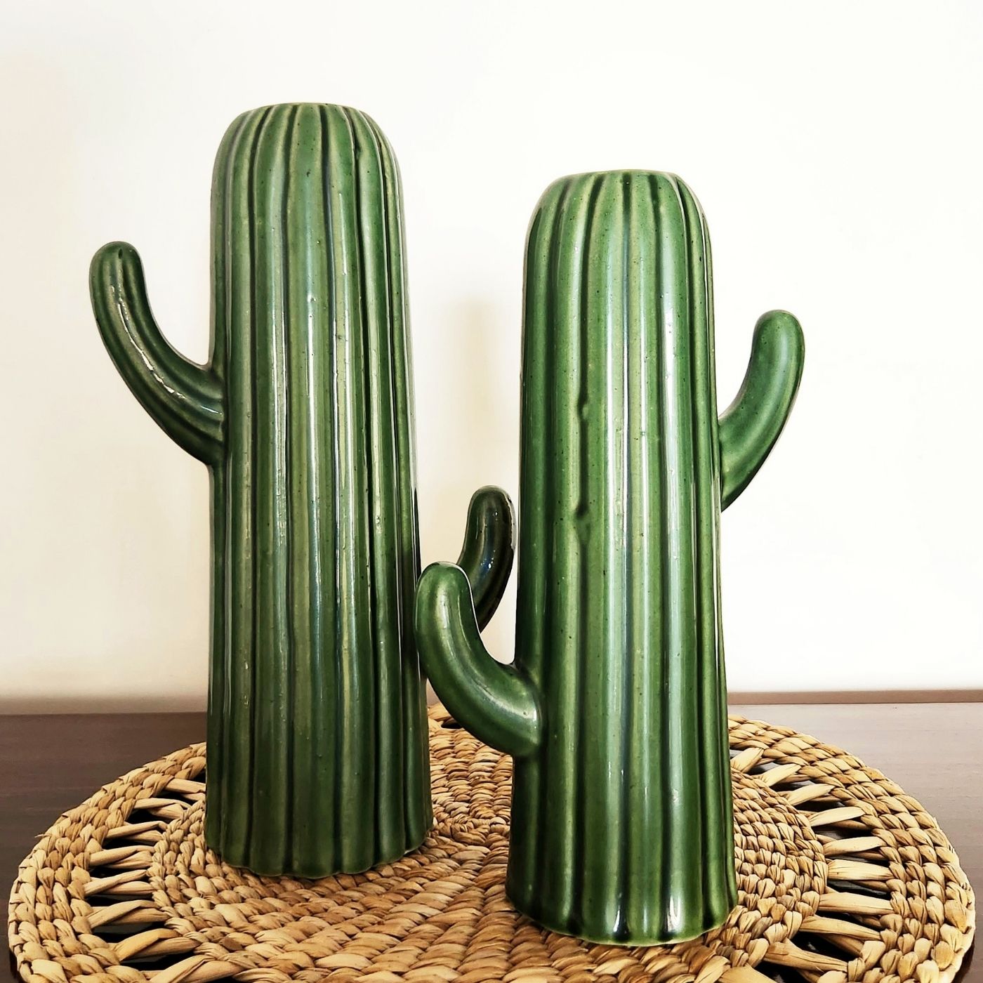 Buy Handmade Ceramic Green Cactus Ceramic Vase | Set Of 2 Online On Zwende