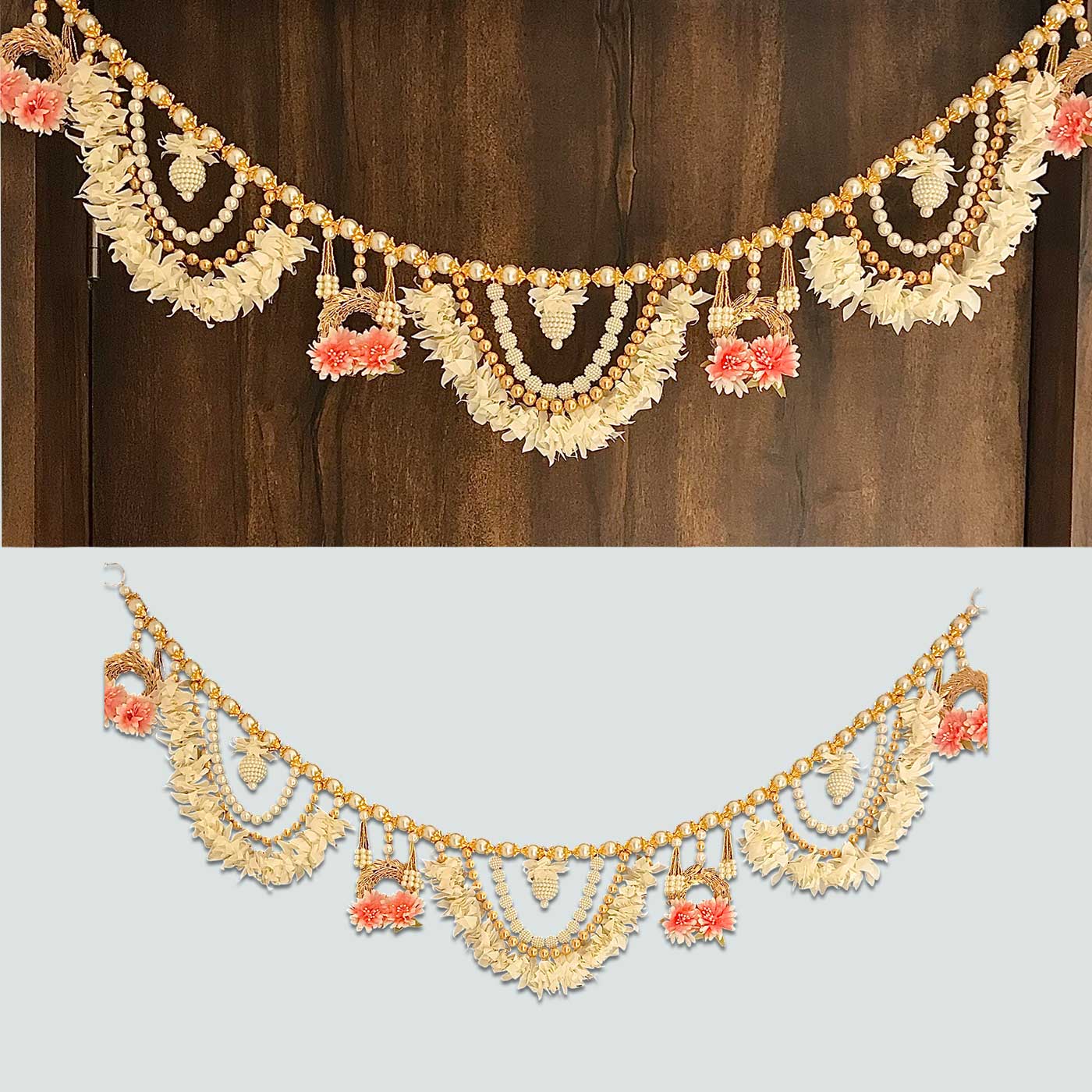 Buy Handmade Festive White Gajra With Moti Toran Online On Zwende