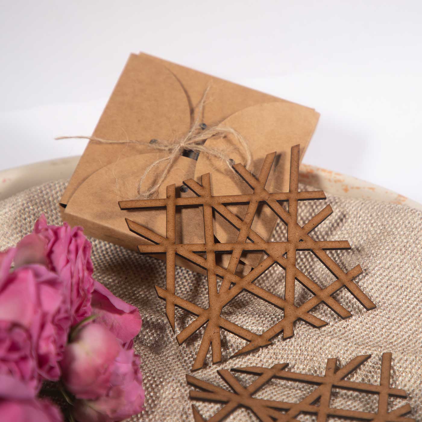 Buy Square Mesh Pattern Modern & Minimal MDF Coaster Set | Set of 6 ...
