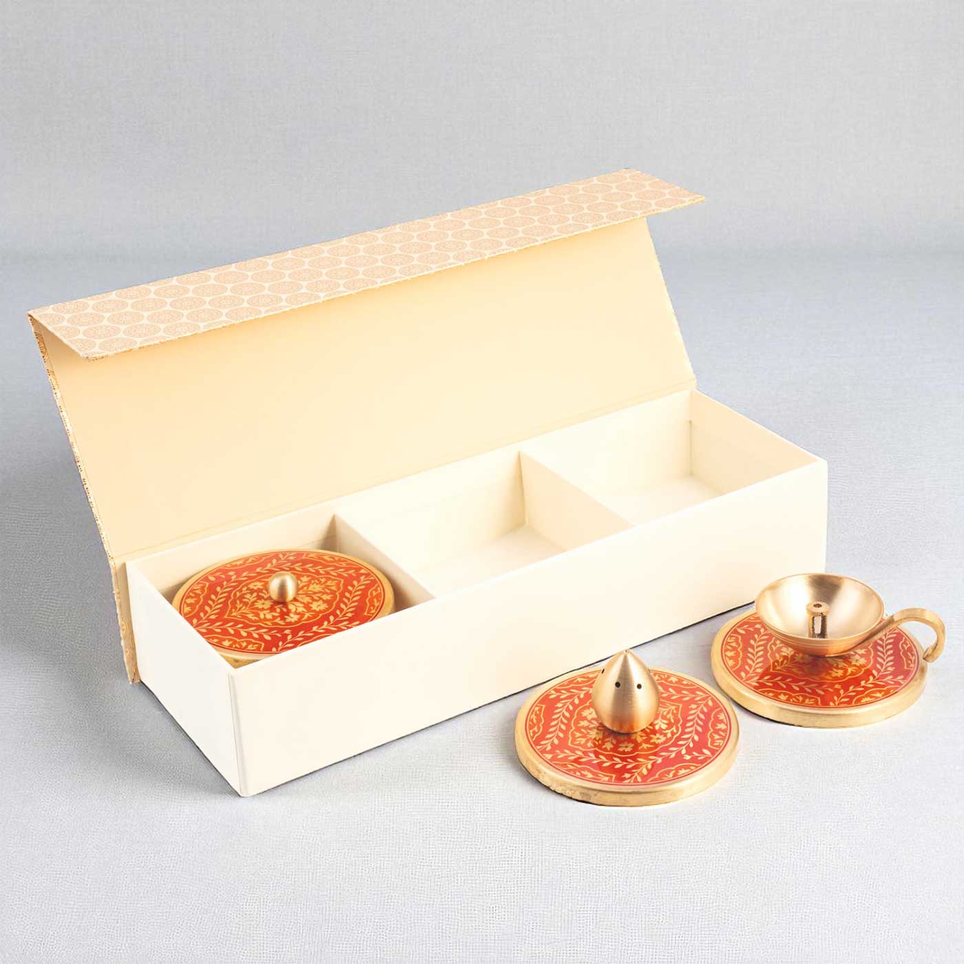 Buy Hand-Painted Sanskaar Brass Gift Hamper | Includes 1 Diya, 1 ...