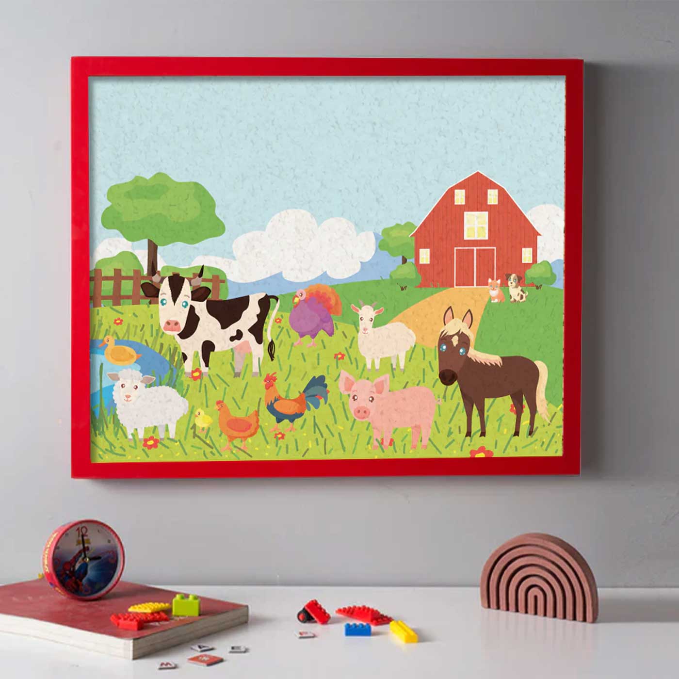 Buy Handmade Farm Animals Wooden Pinboard For Kids Online On Zwende