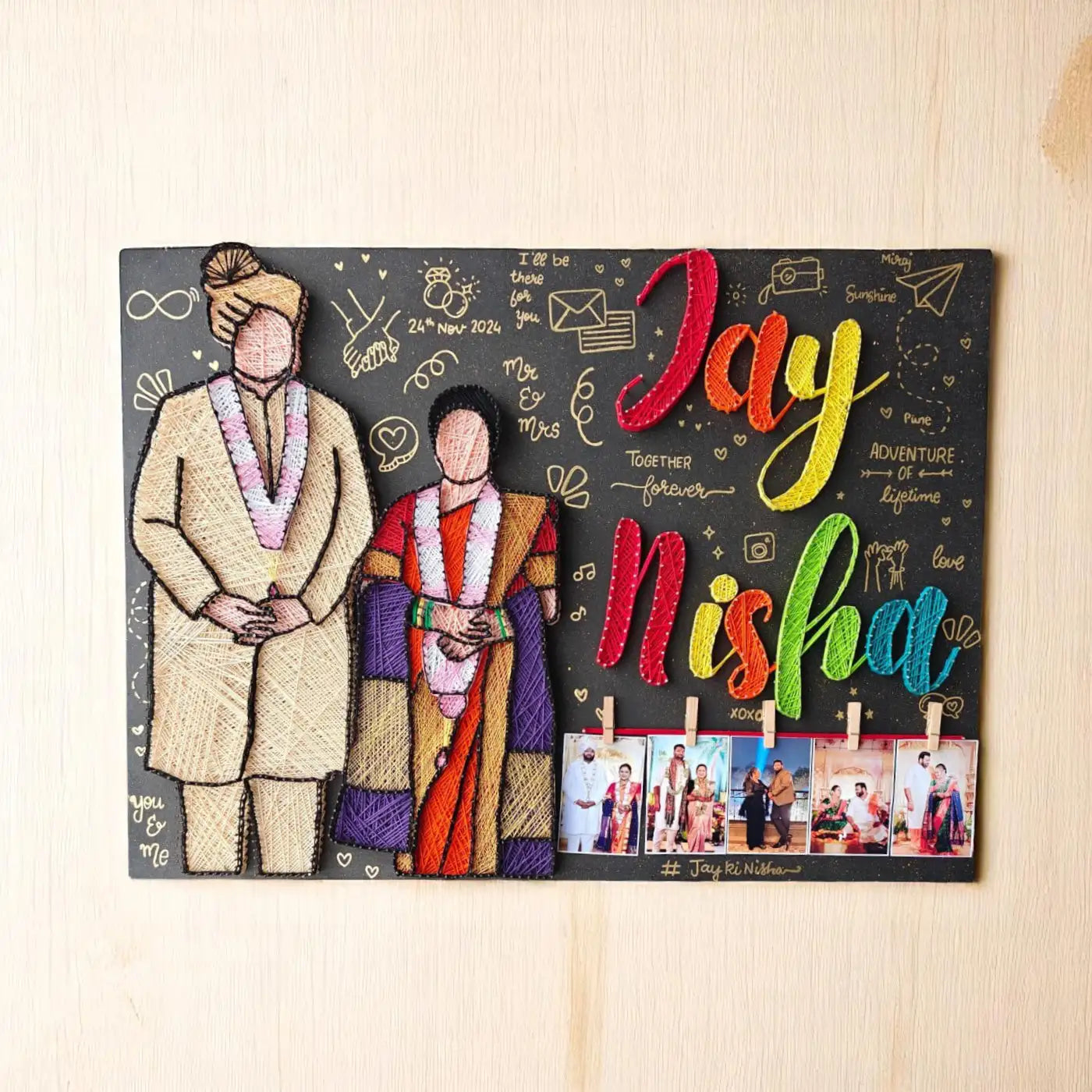Buy Photo Personalized Handmade String Art Wedding Theme MDF Wood Name ...