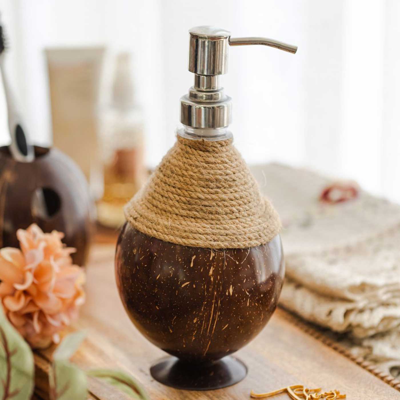 Buy Eco-Friendly Handmade Coir Pump Coconut Shell Soap Dispenser Online ...