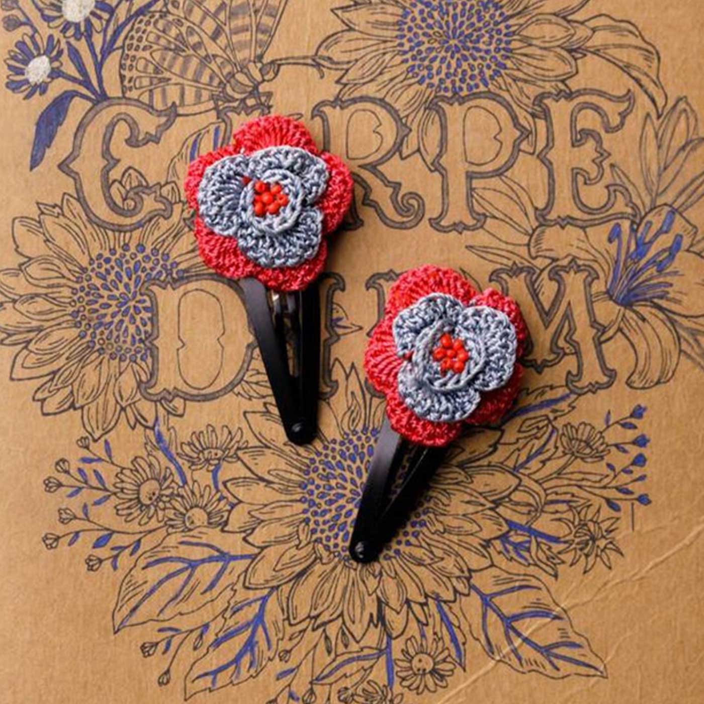Buy Handmade Raspberry Sakura Flower Hair Clips | Set of 2 Online On Zwende