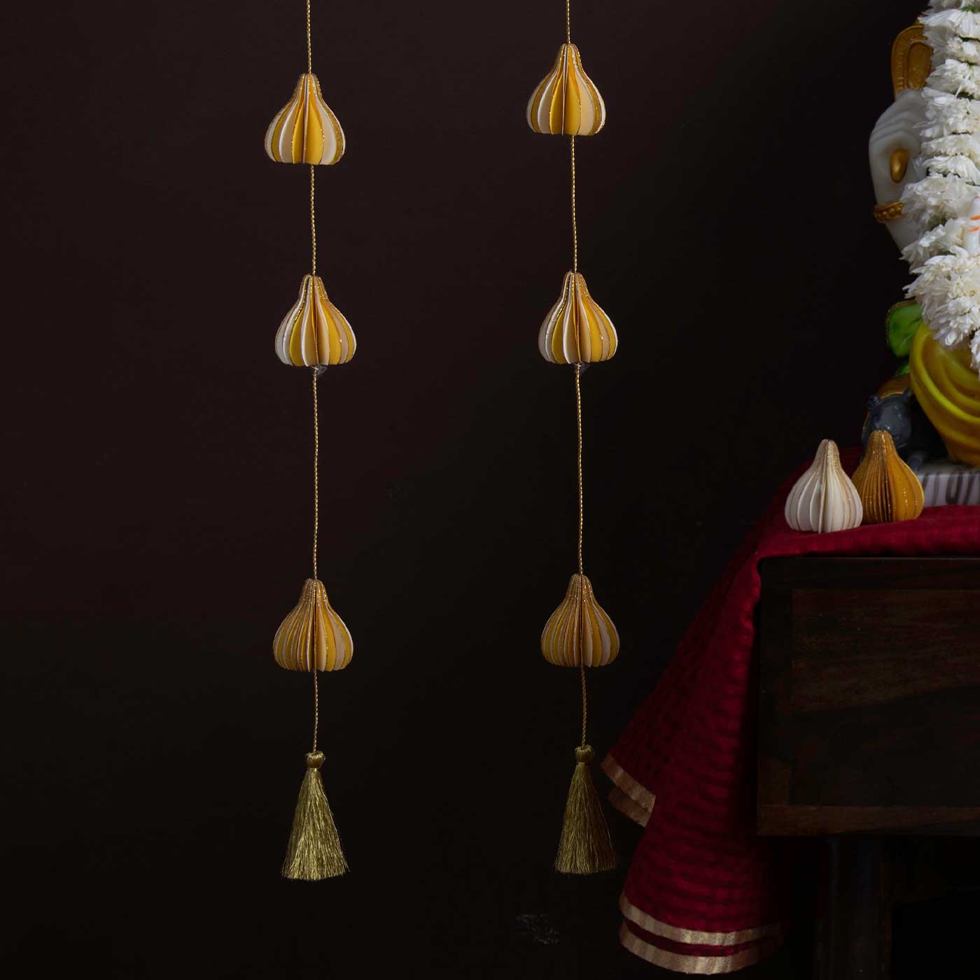 Buy Handmade Honeycomb Modak Shaped Paper Hanging Online On Zwende
