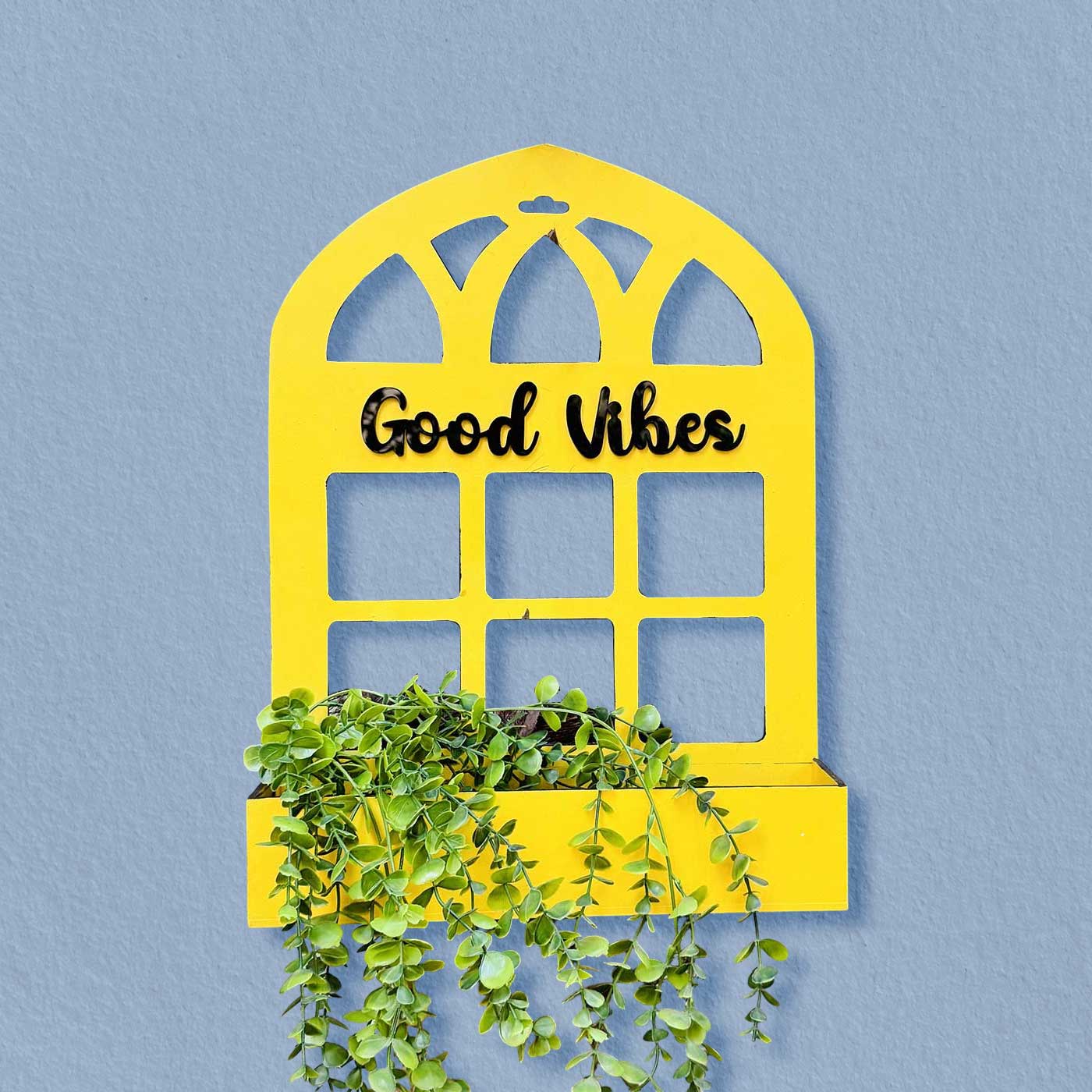 Buy Customized Handmade Good Vibes MDF Wood Planter Online On Zwende
