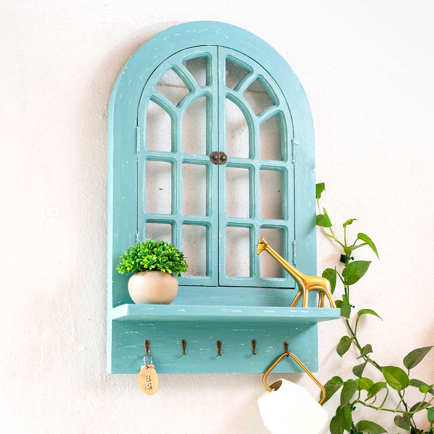 Buy Handmade Cottage Wooden Window Frame With Shelf & Key Holder Online ...