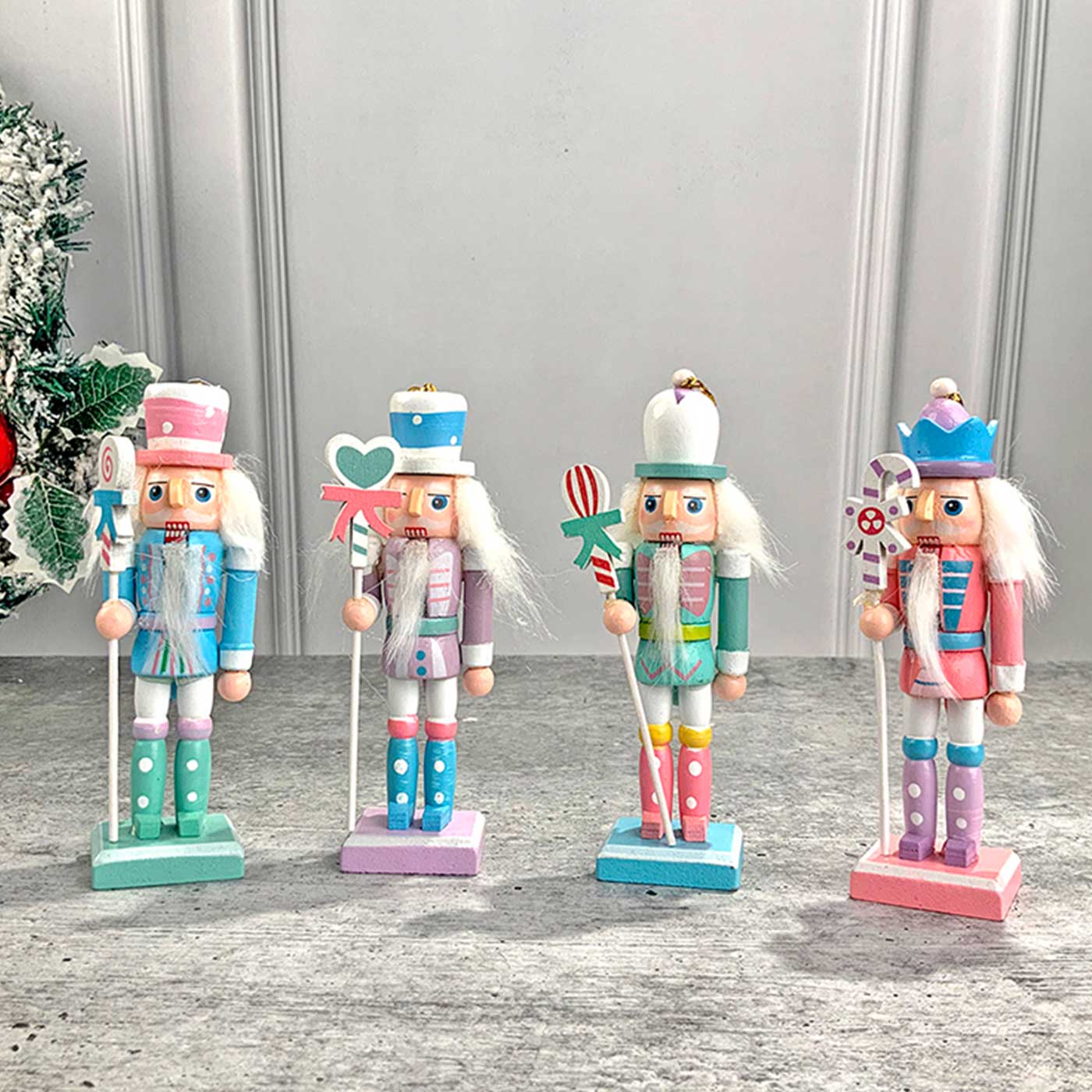 Buy Candy Themed Nutcrackers Wooden Decor For Christmas Table ...