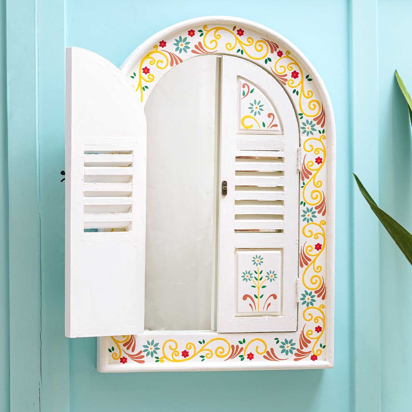 Buy Handmade Blossom Wooden Window Frame With Mirror Online On Zwende