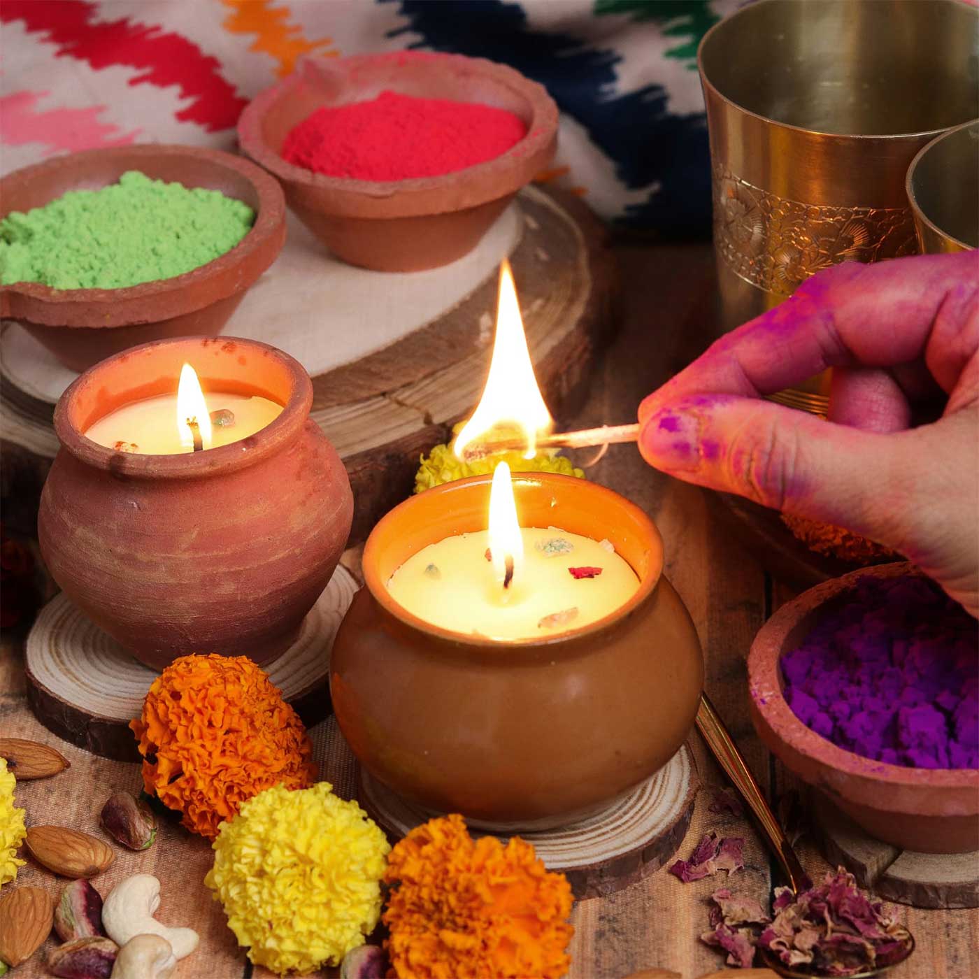 Buy Handmade Thandai Wax Scented Mithai Candle | Set of 4 Online On Zwende