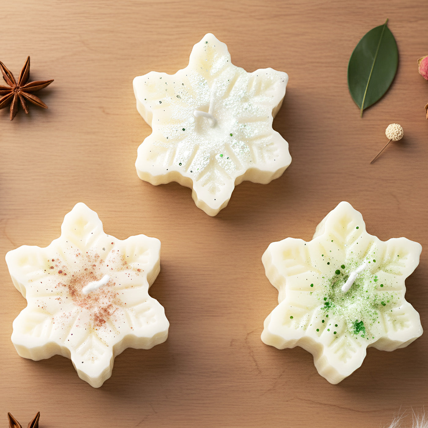 Buy 3 Pc | Handmade Snowflake Soy Wax Scented Candle For Christmas ...