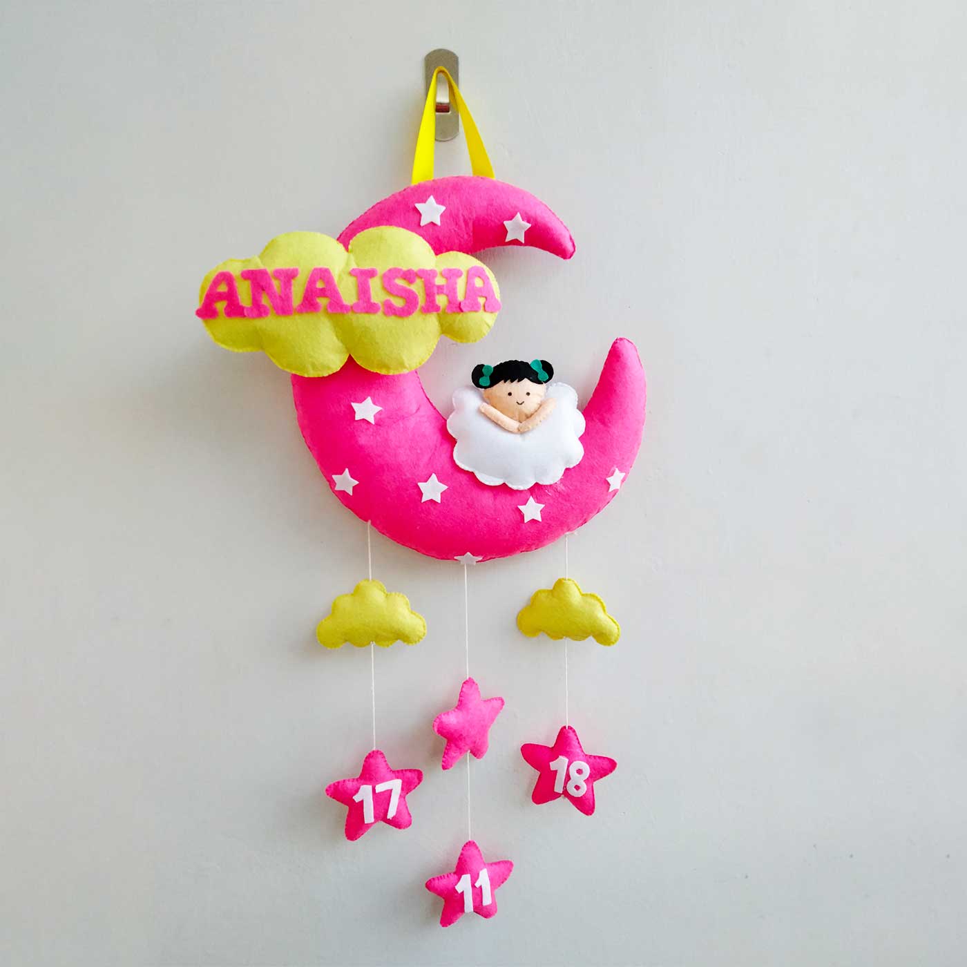 Buy Personalized Moon Theme Felt Kids Name Plate With Date of Birth ...