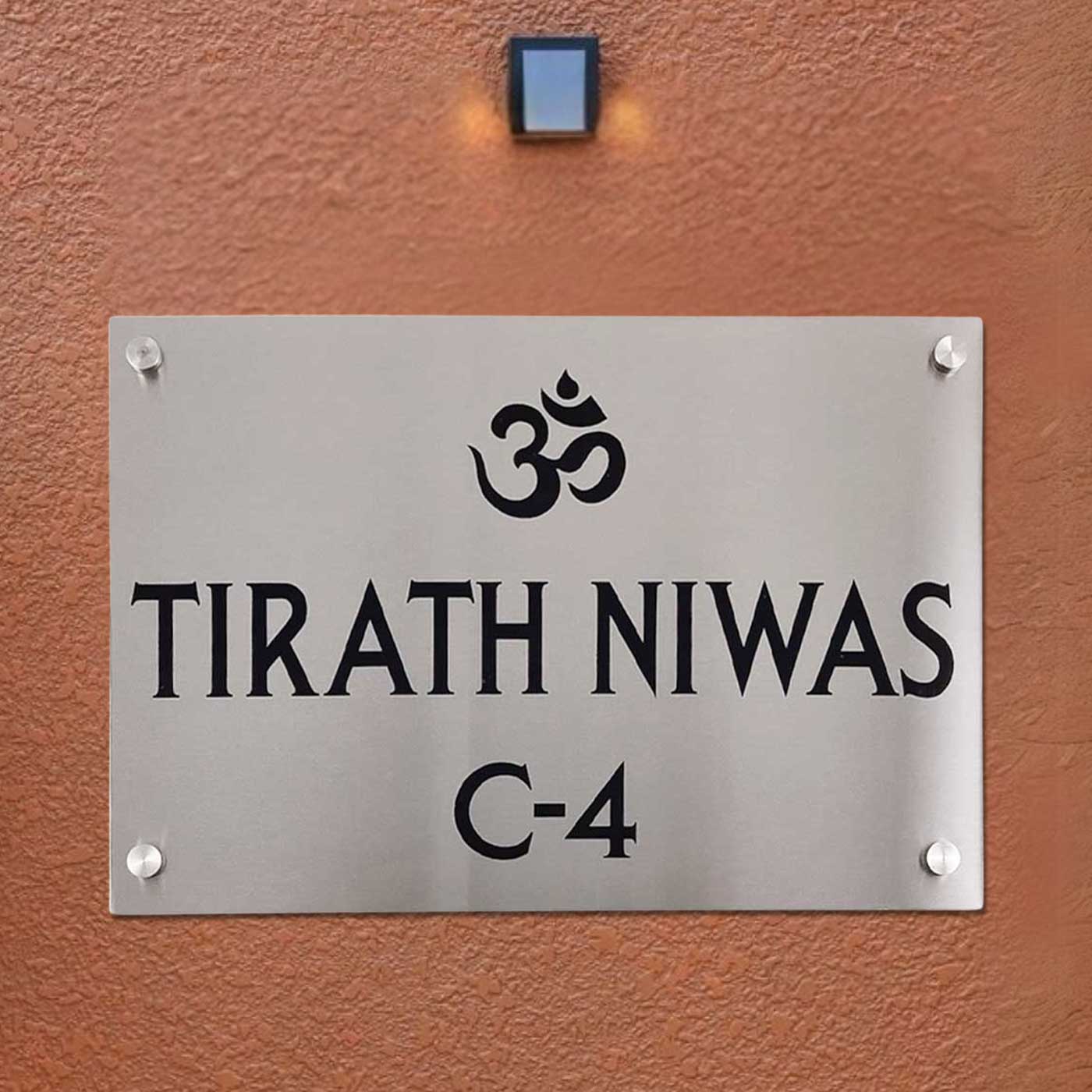 Buy Personalized Engraved Om Theme Stainless Steel Name Plate Online On ...