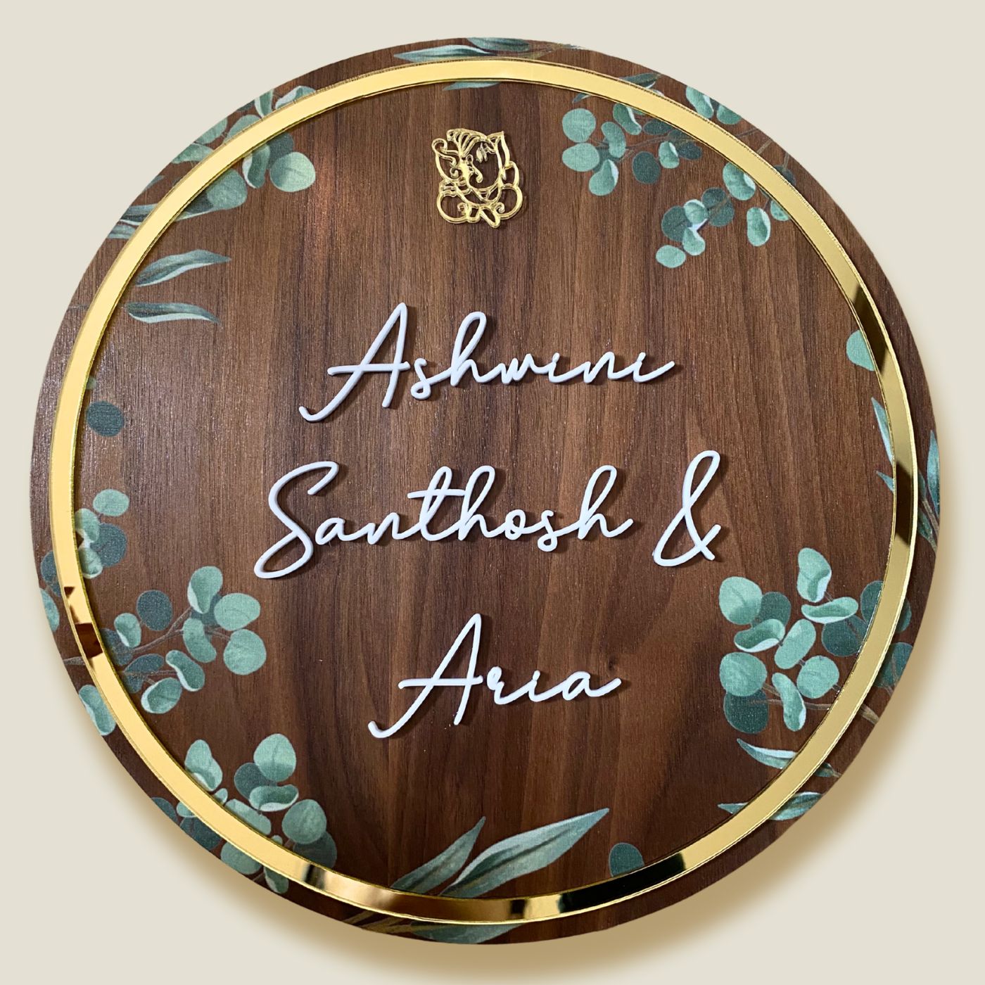 Buy Personalised Wooden Floral Round Nameplate Online On Zwende