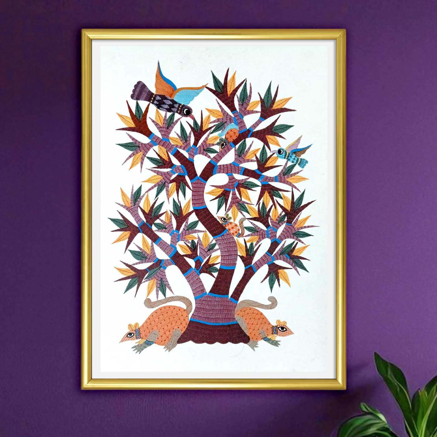 Buy 11 x 15 Inch | Tree with Birds & Animals | Original Hand painted ...