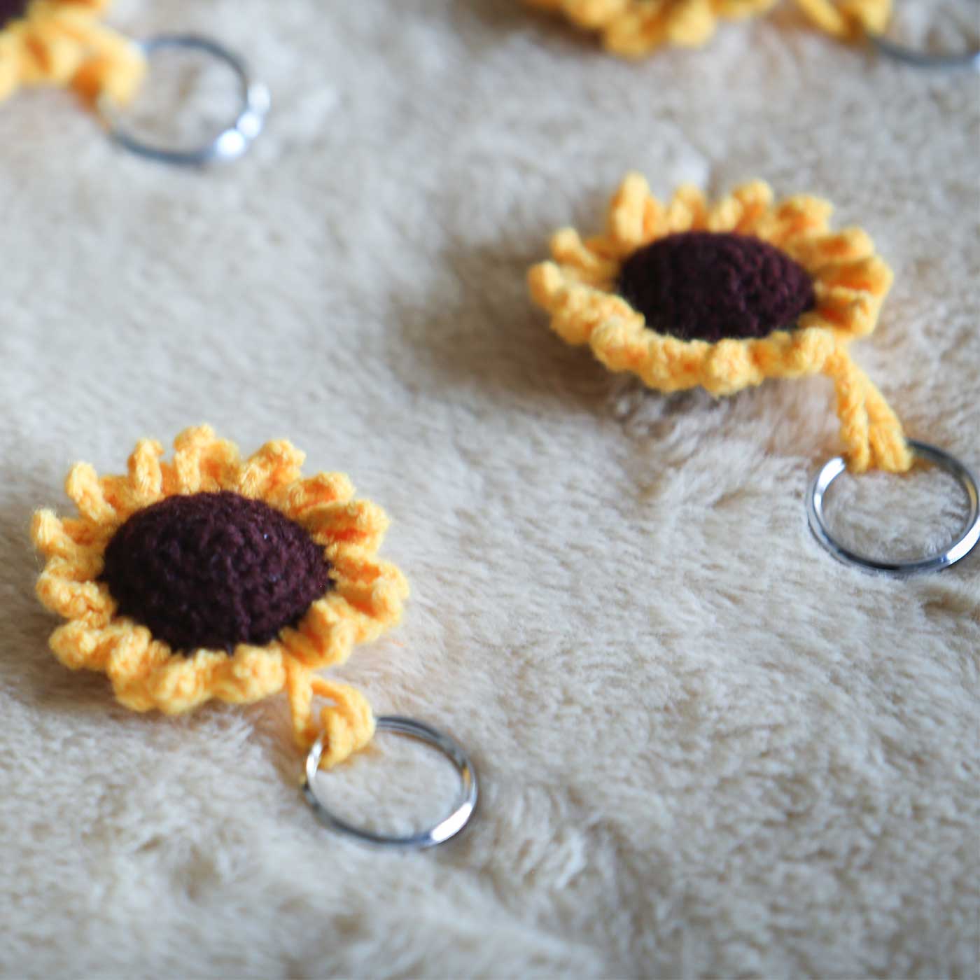 Buy Handmade Crochet Sunflower Key Chain | Set Of 2 Online On Zwende
