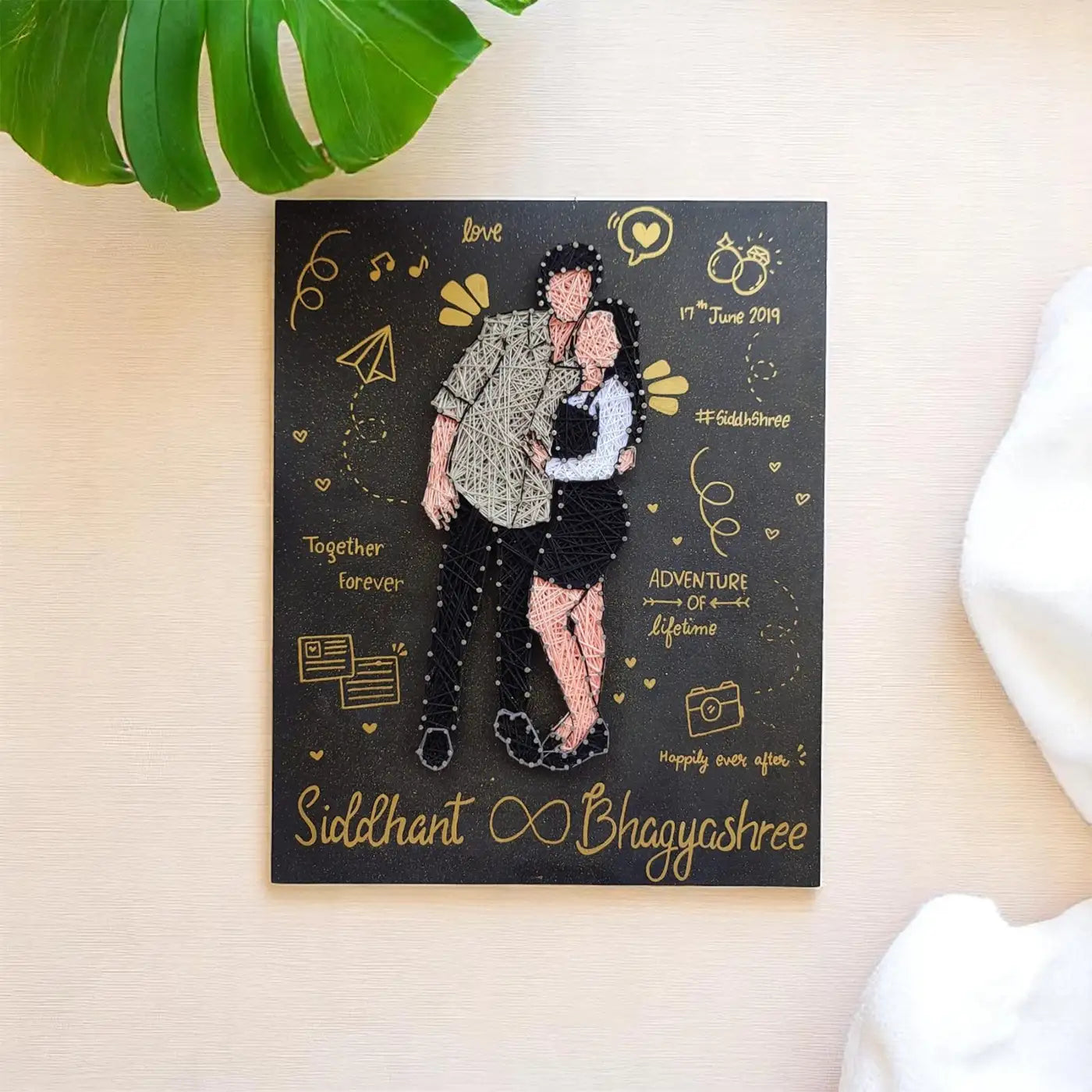 Buy Photo Personalized Handmade String Art Adventure Couple MDF Wood ...
