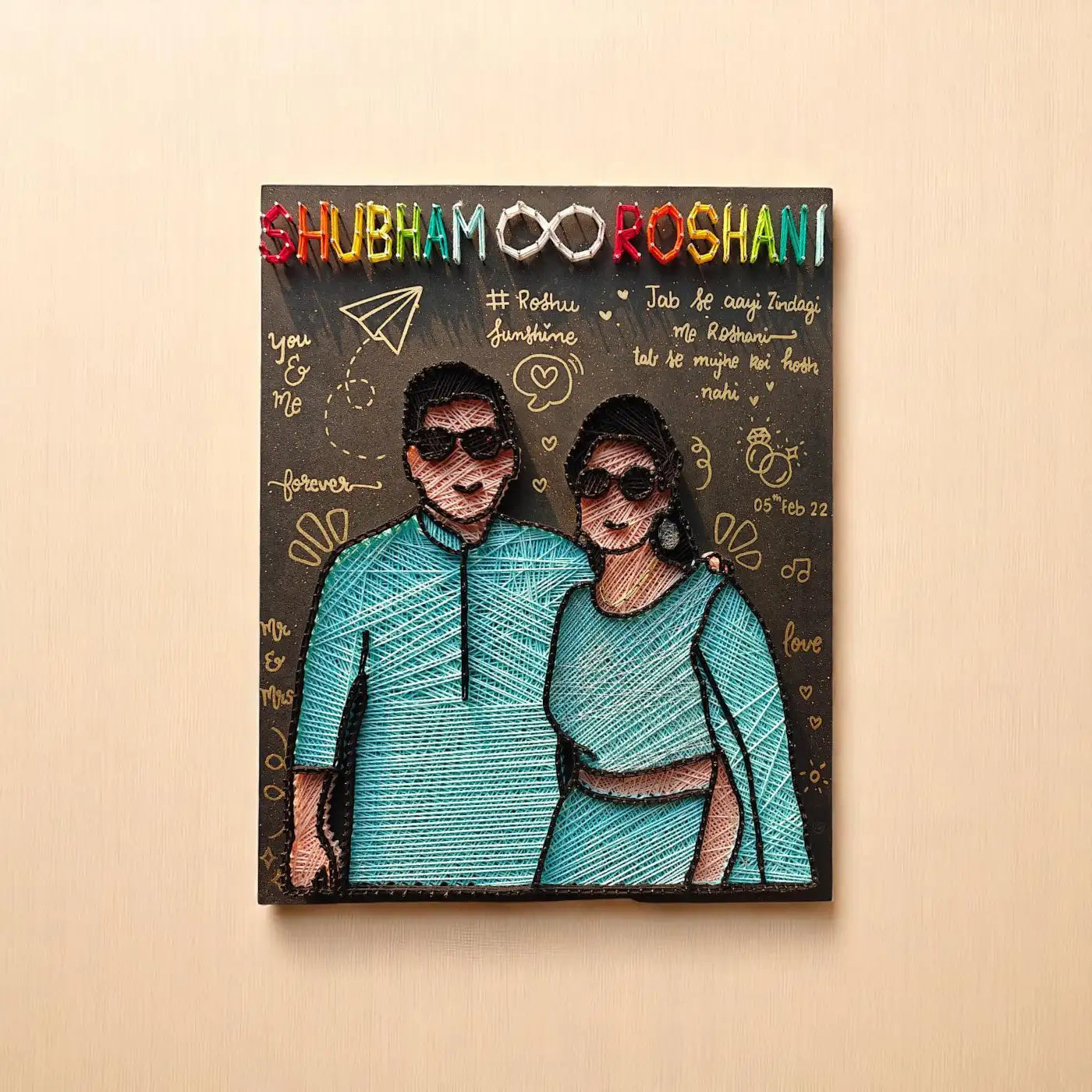 Buy Photo Personalized Handmade String Art Couples Theme MDF Wood Name ...
